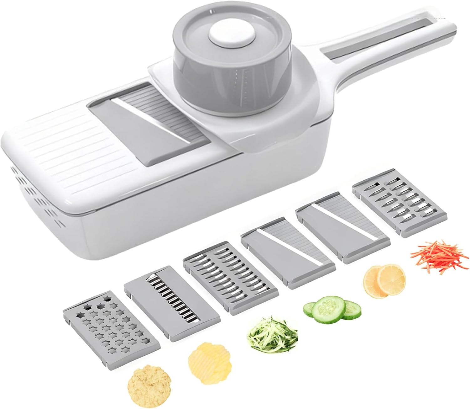 XUET Mandoline Slicer for Kitchen with Drain Box, 6-in-1 Vegetable ...
