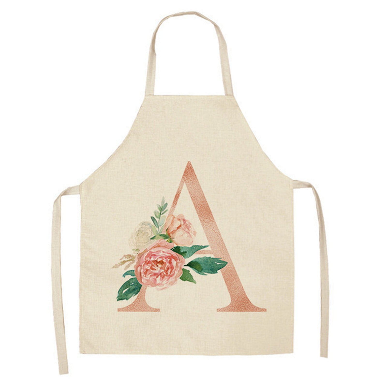 XUEYING Small Apron English Letter Rose Series Linen Apron For Adults ...