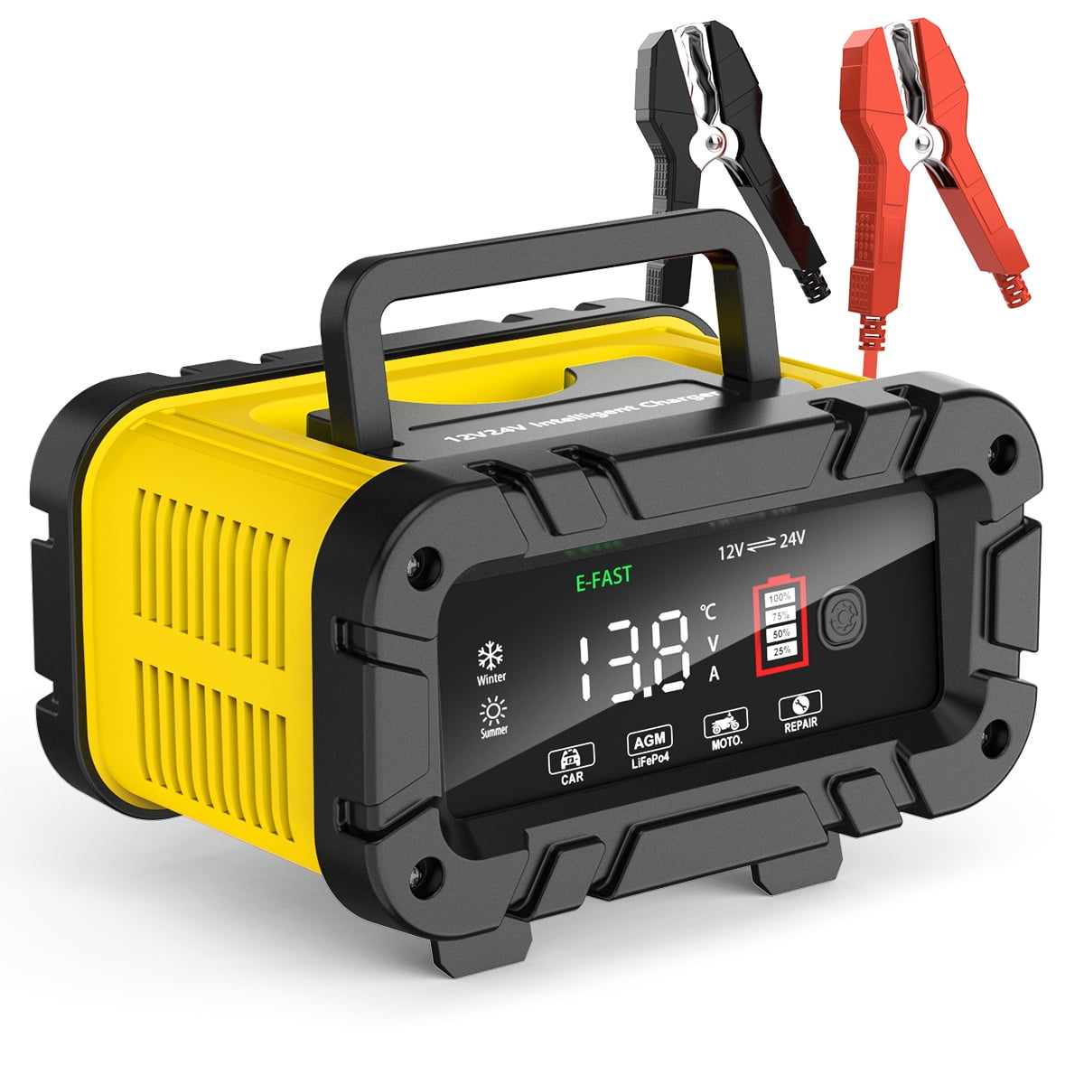 XUEYU 12V 24VBattery Charger, 20-Amp Portable Car Battery Charger 7 ...