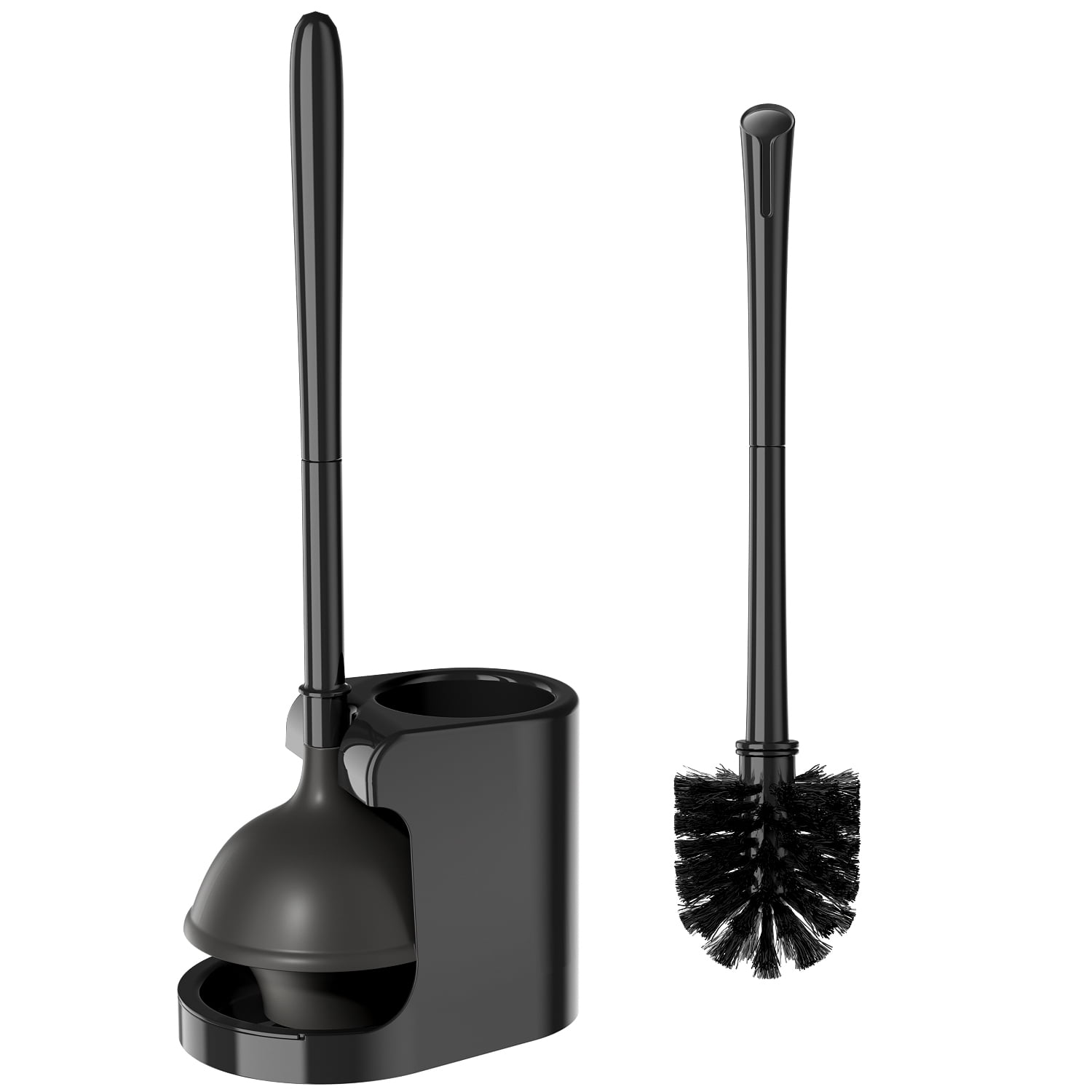 Compact 2 in 1 Toilet Bowl Brush and Plunger Set with Extended Handle ...