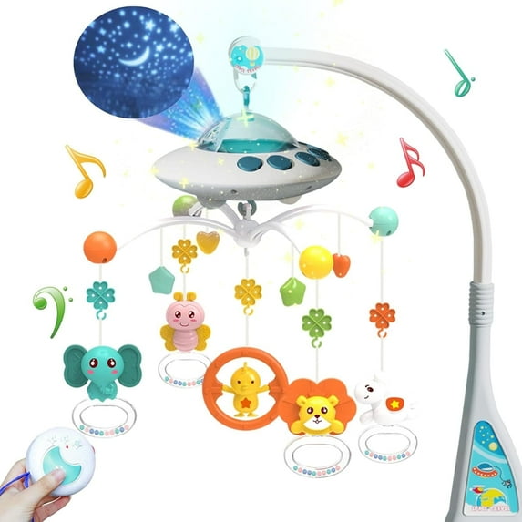 XUEYU Baby Mobile Toy with Music and Lights, Rotation, Moon and Star ...