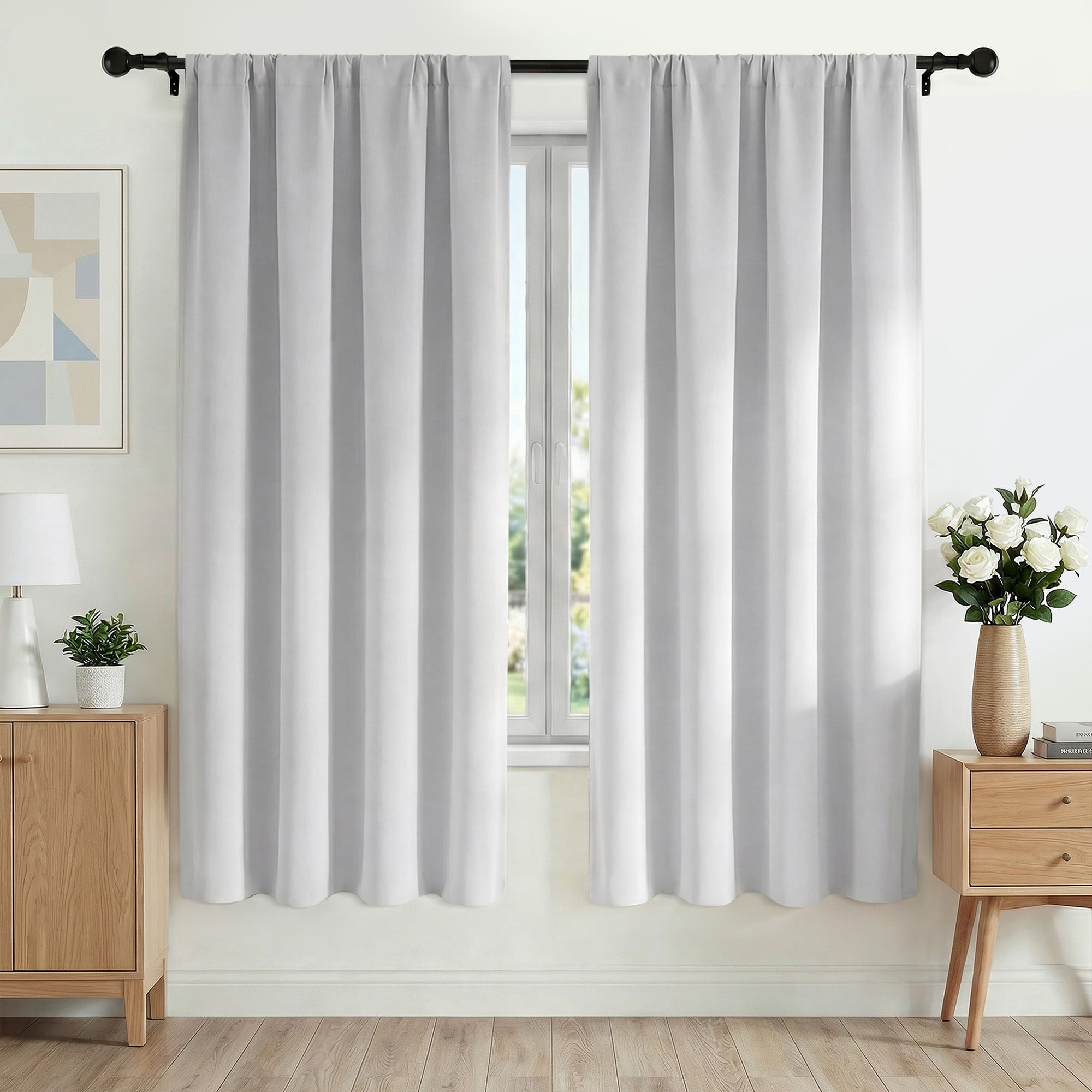 XUEYU Blackout Curtains 42W x 72L Inches, Window Curtain Blackout Rod ...
