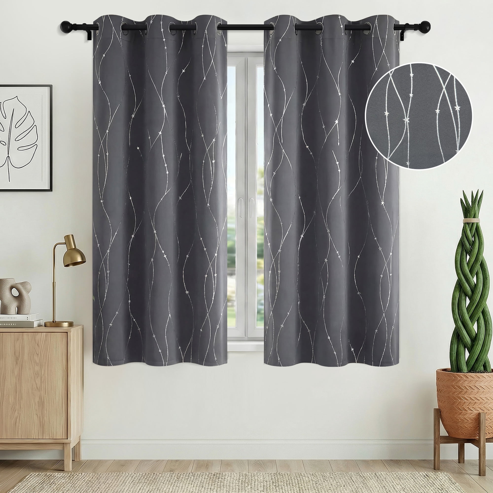 XUEYU Blackout Curtains 2 Panels, 100% Full Light Blocking Window ...
