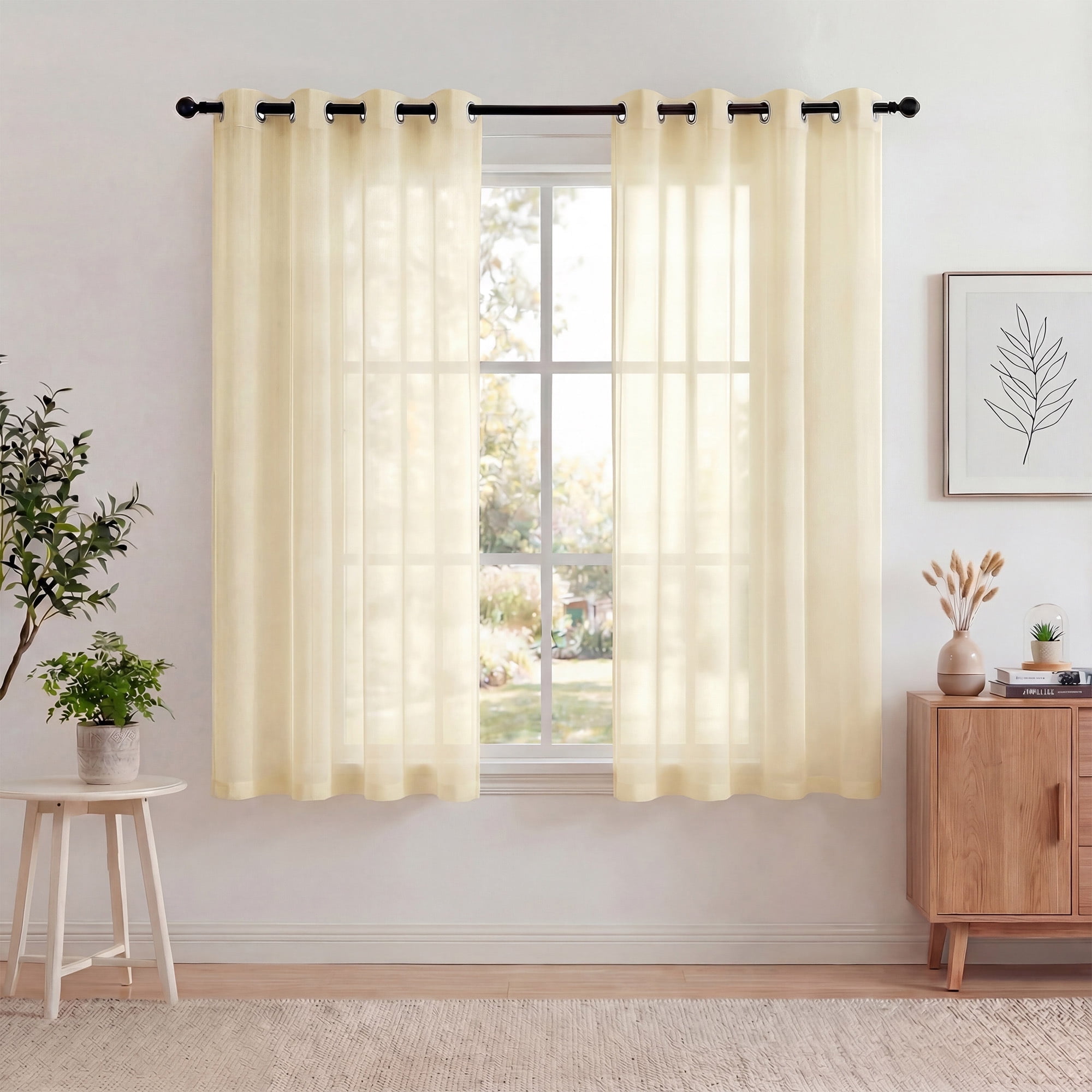 XUEYU Sheer Curtains 52" W x 72" L, Light Filtering Curtain Panels ...