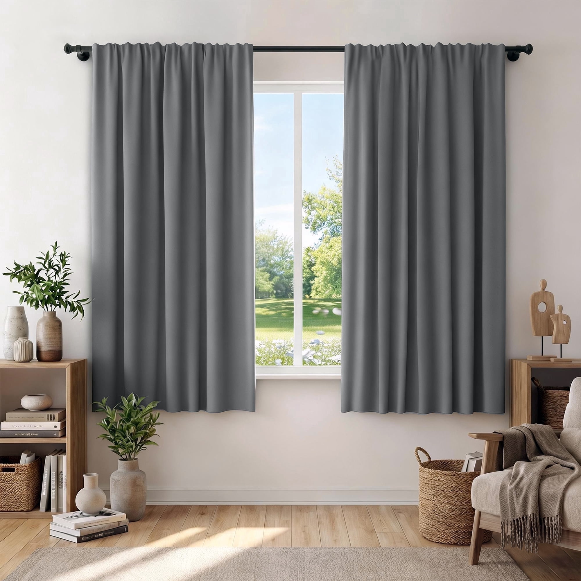 XUEYU Window Curtains Blackout, Back Tab Curtains 72 Inch, 100% ...