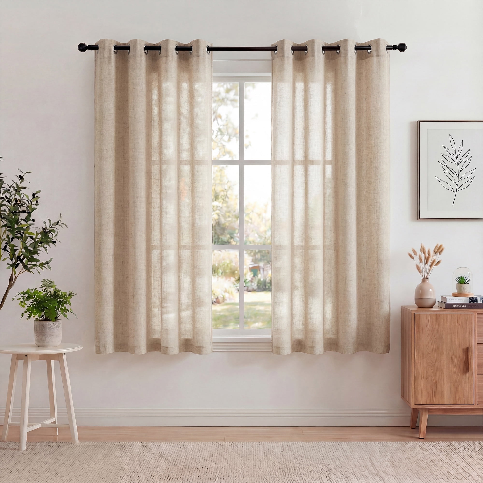 XUEYU Sheer Curtains 52" W x 72" L, Light Filtering Curtain Panels ...