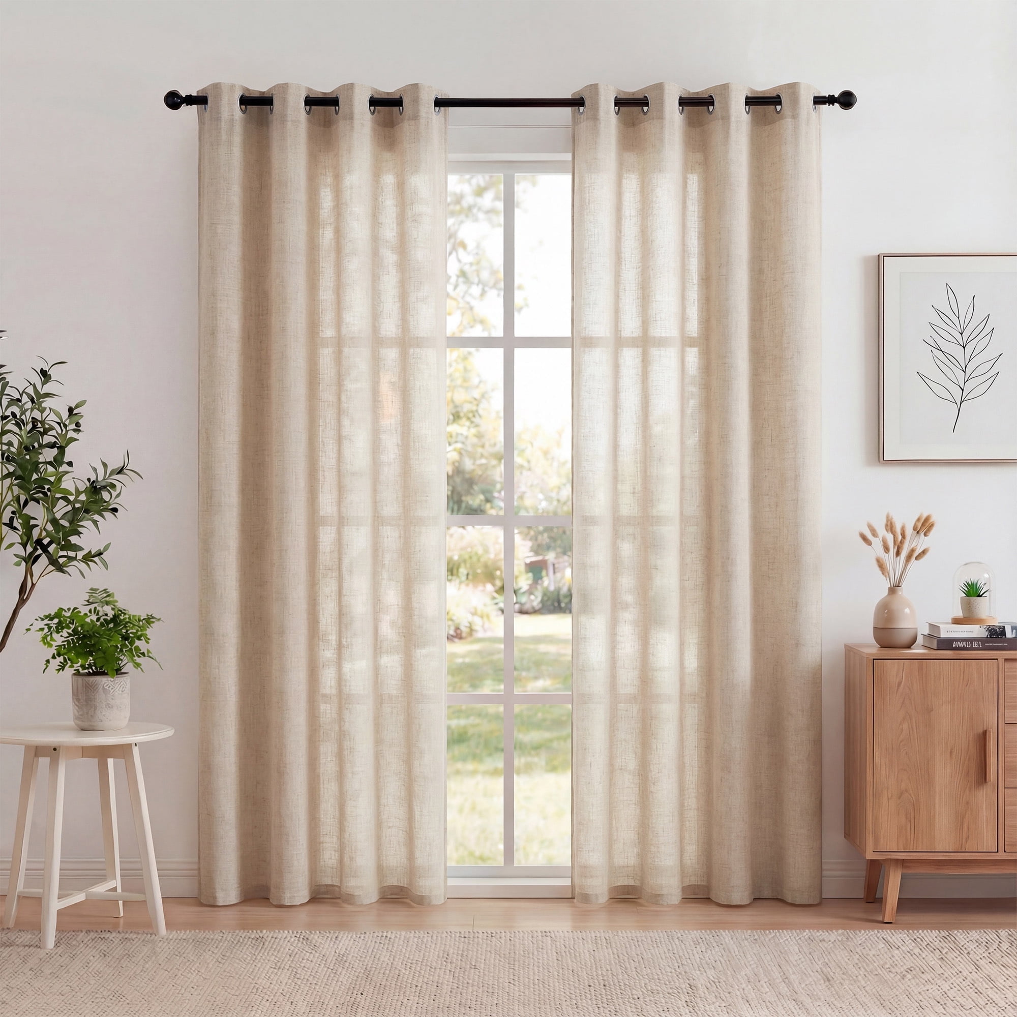 XUEYU Sheer Curtains 52" W x 84" L, Light Filtering Curtain Panels ...