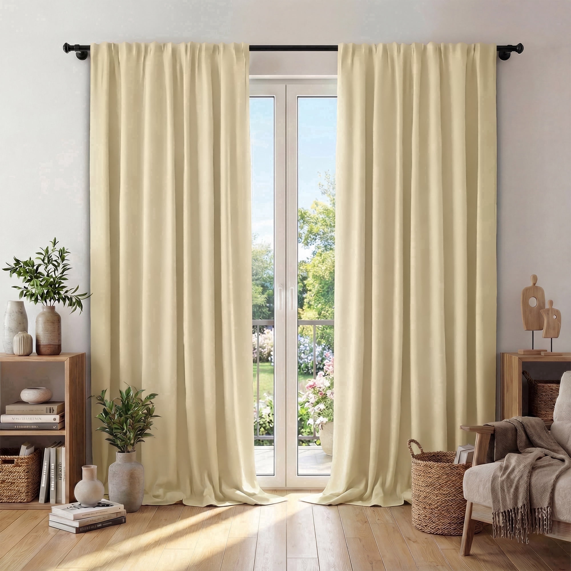 XUEYU Window Curtains Blackout, Back Tab Curtains 96 Inch, 100% ...