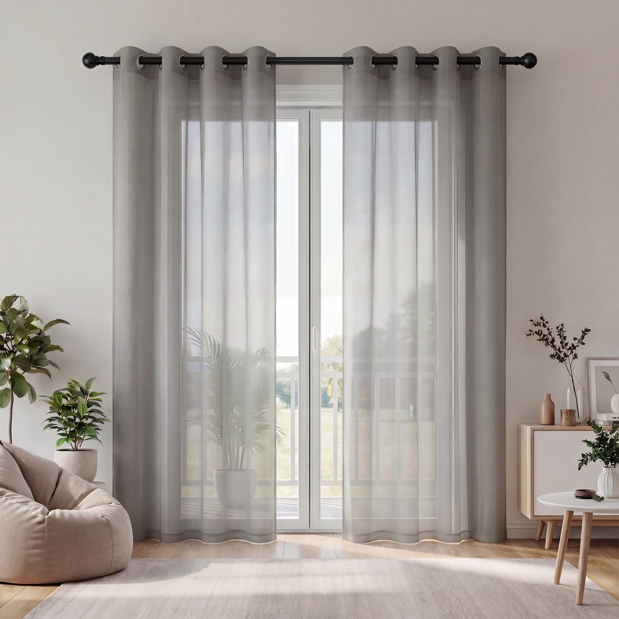 XUEYU Sheer Curtains 84 Inch Long, Window Curtain Panels, Rod Pocket ...
