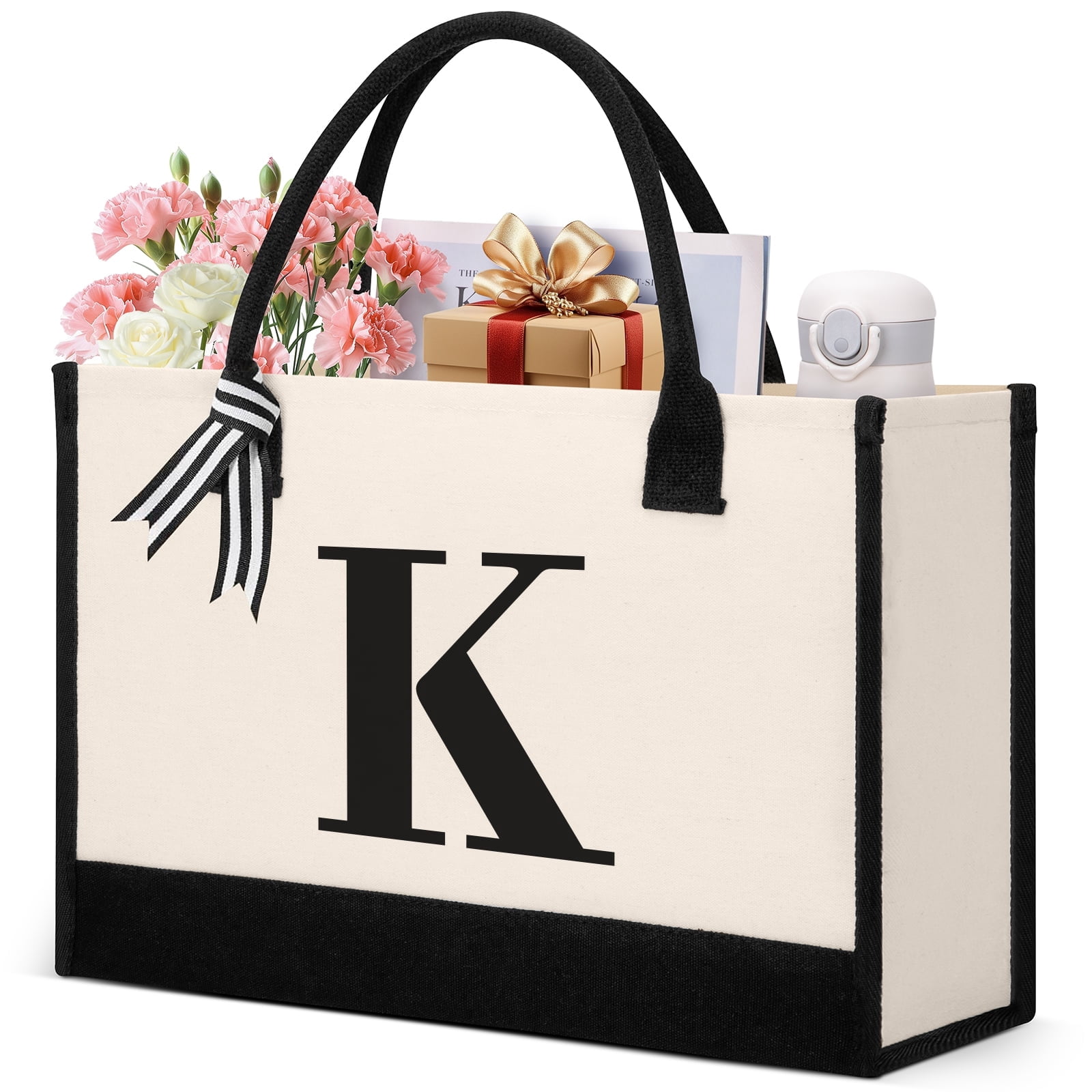 XUEYU Personalized Initial Tote Bag, Large Capacity Canvas Beach Bag ...