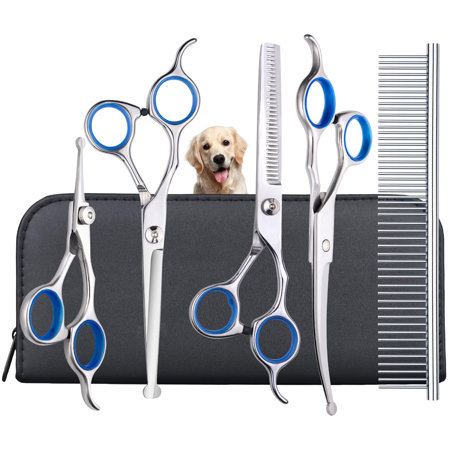 XUEYU Professional Dog Grooming Scissors Kit, 6 in 1 Dog Grooming ...