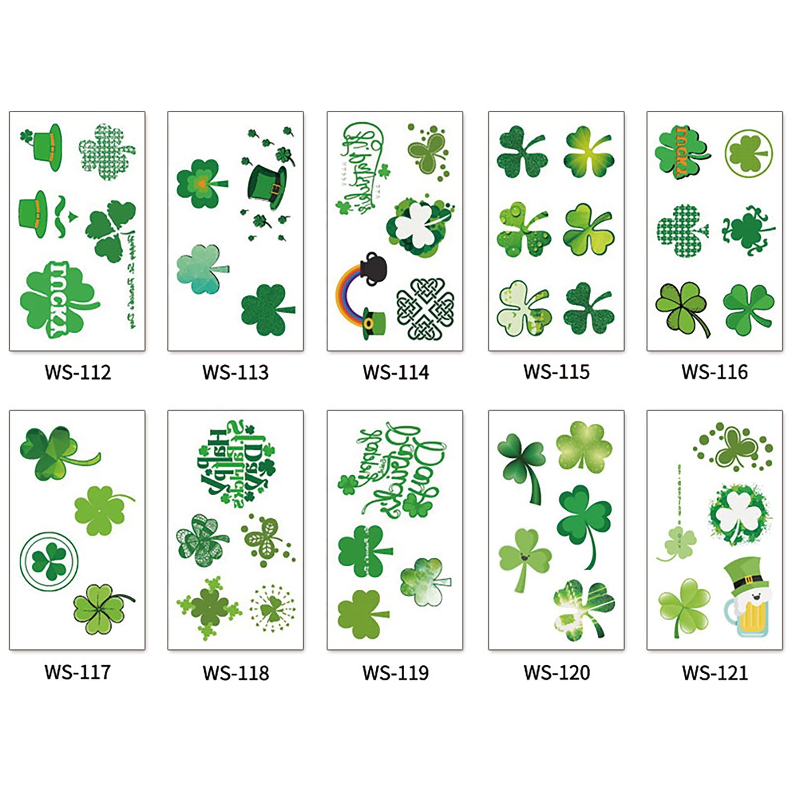 XUFLVPSEF 10 Sheets St Patrick's Day Tattoos Stickers Temporary Tattoo ...
