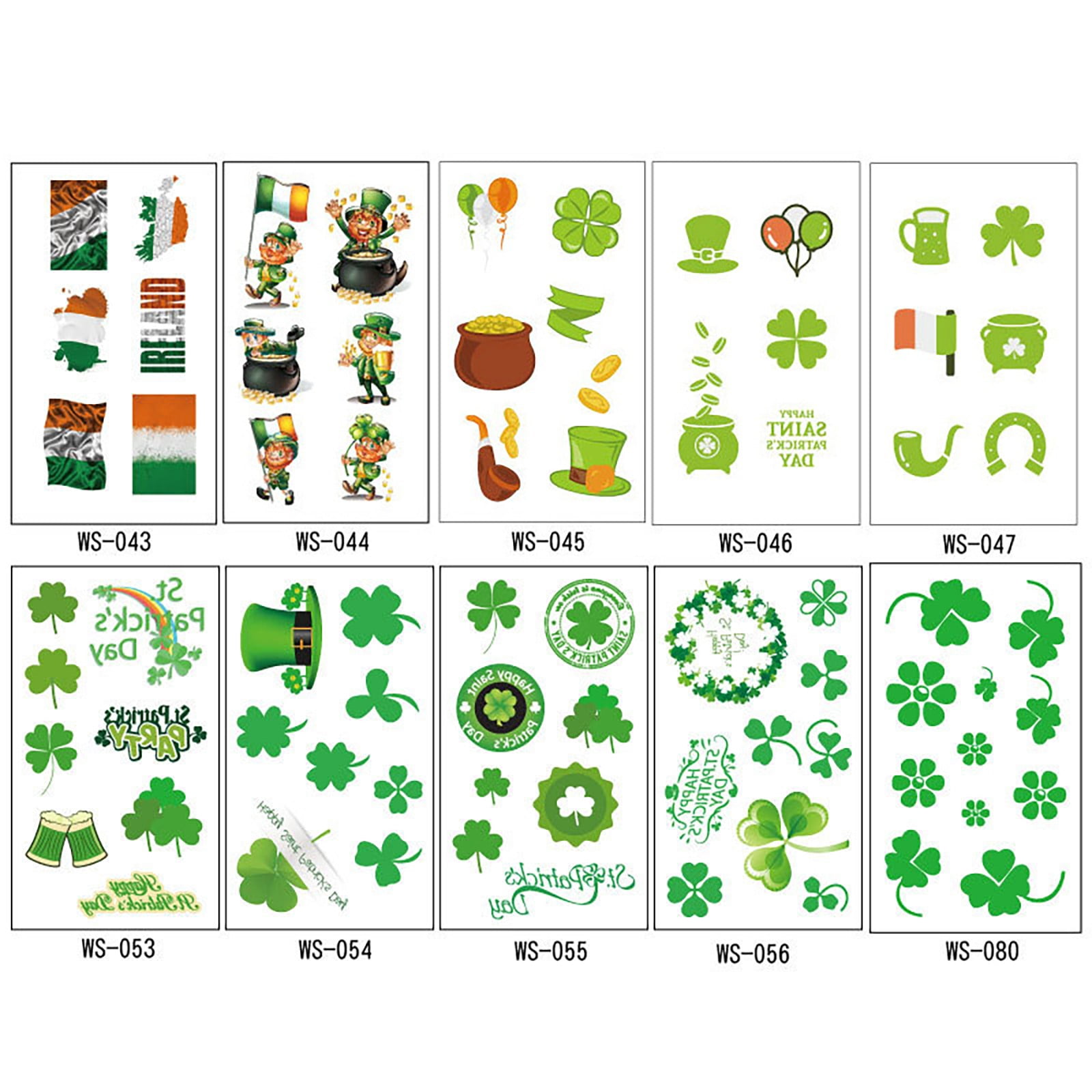 XUFLVPSEF 10 Sheets St Patrick's Day Tattoos Stickers Temporary Tattoo ...