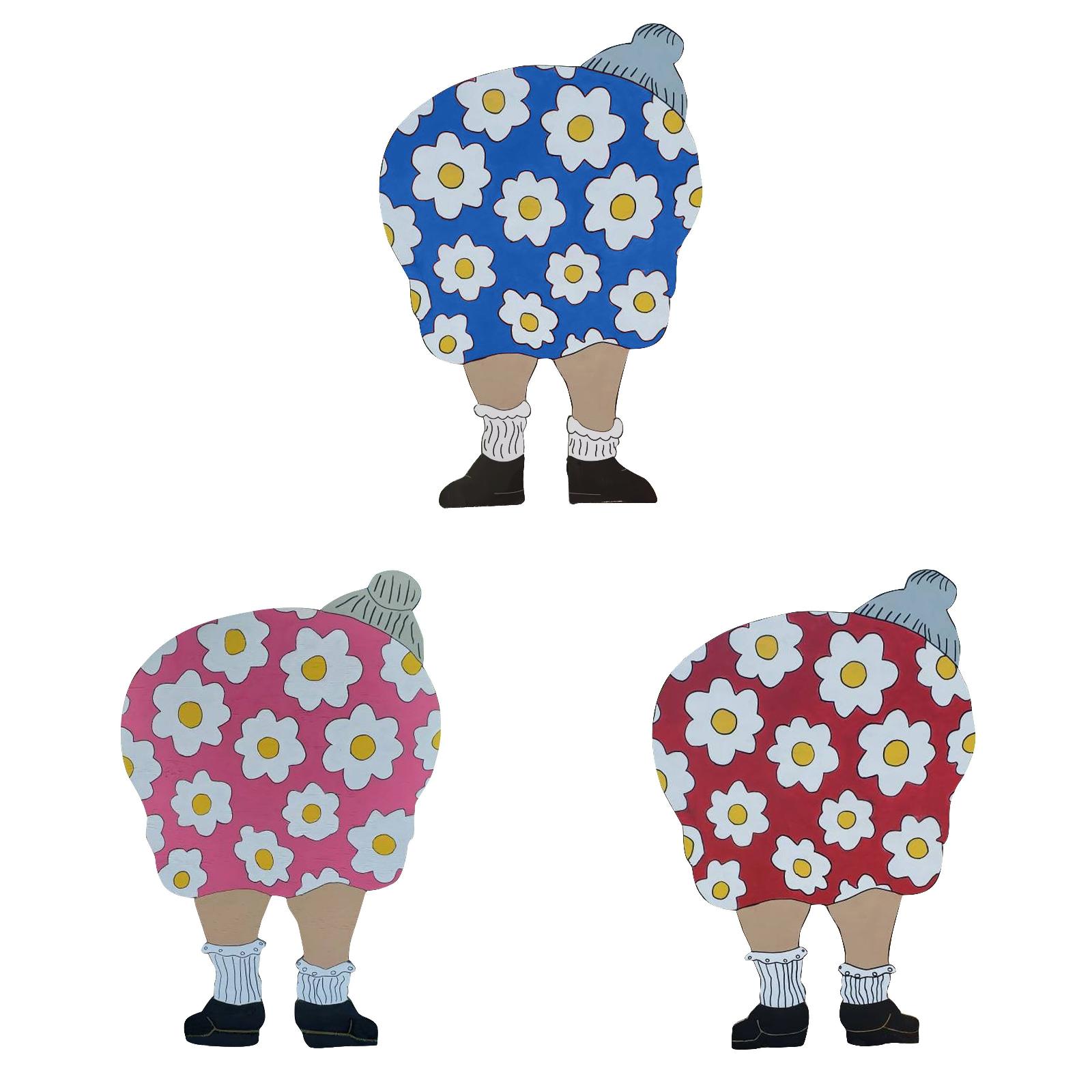 XUFLVPSEF 3 Pack Garden Sign Outdoor Art Decor Modern Floral Old Lady ...