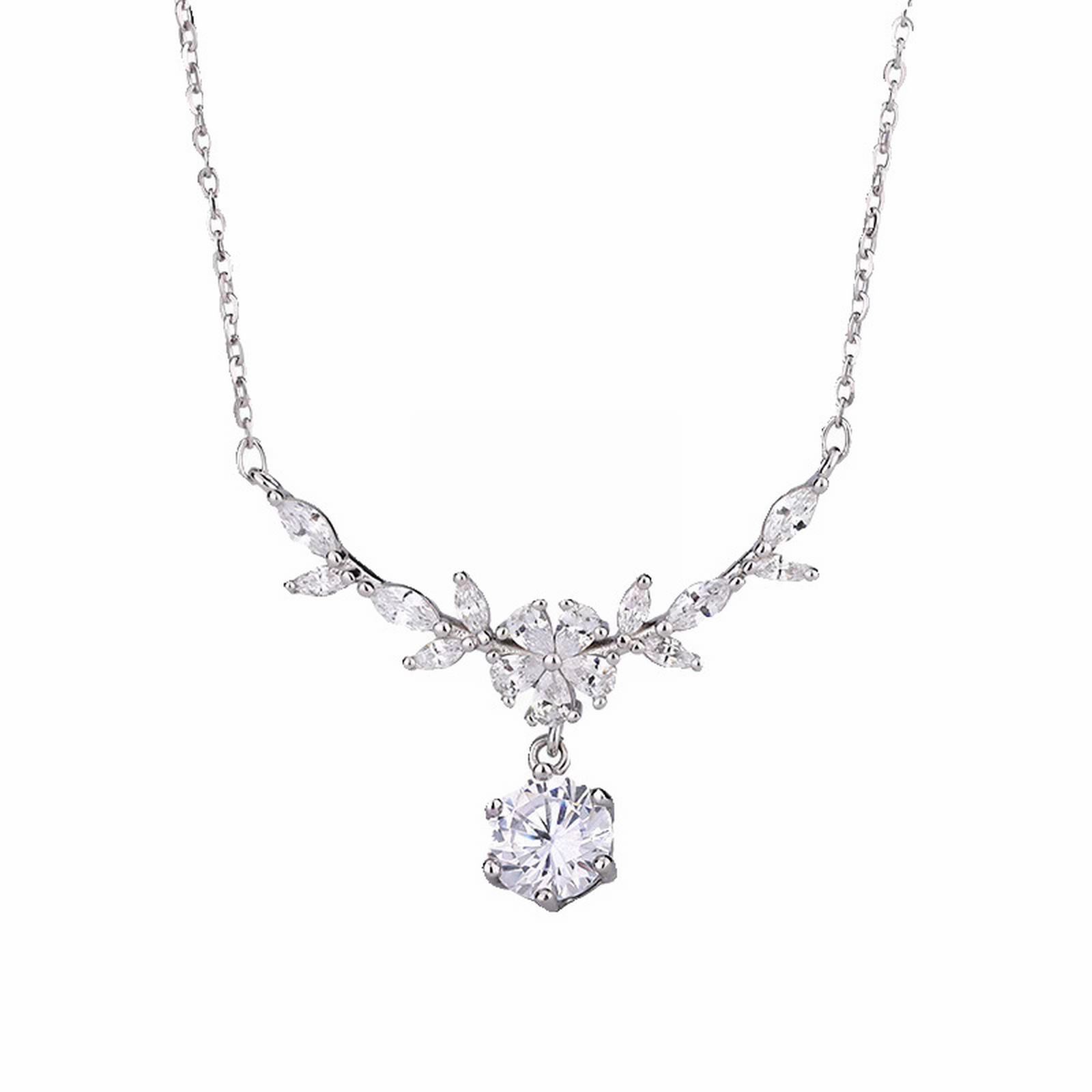 XUFLVPSEF 925 Silver Bridal Necklaces Set for Prom Wedding Jewelry Set ...