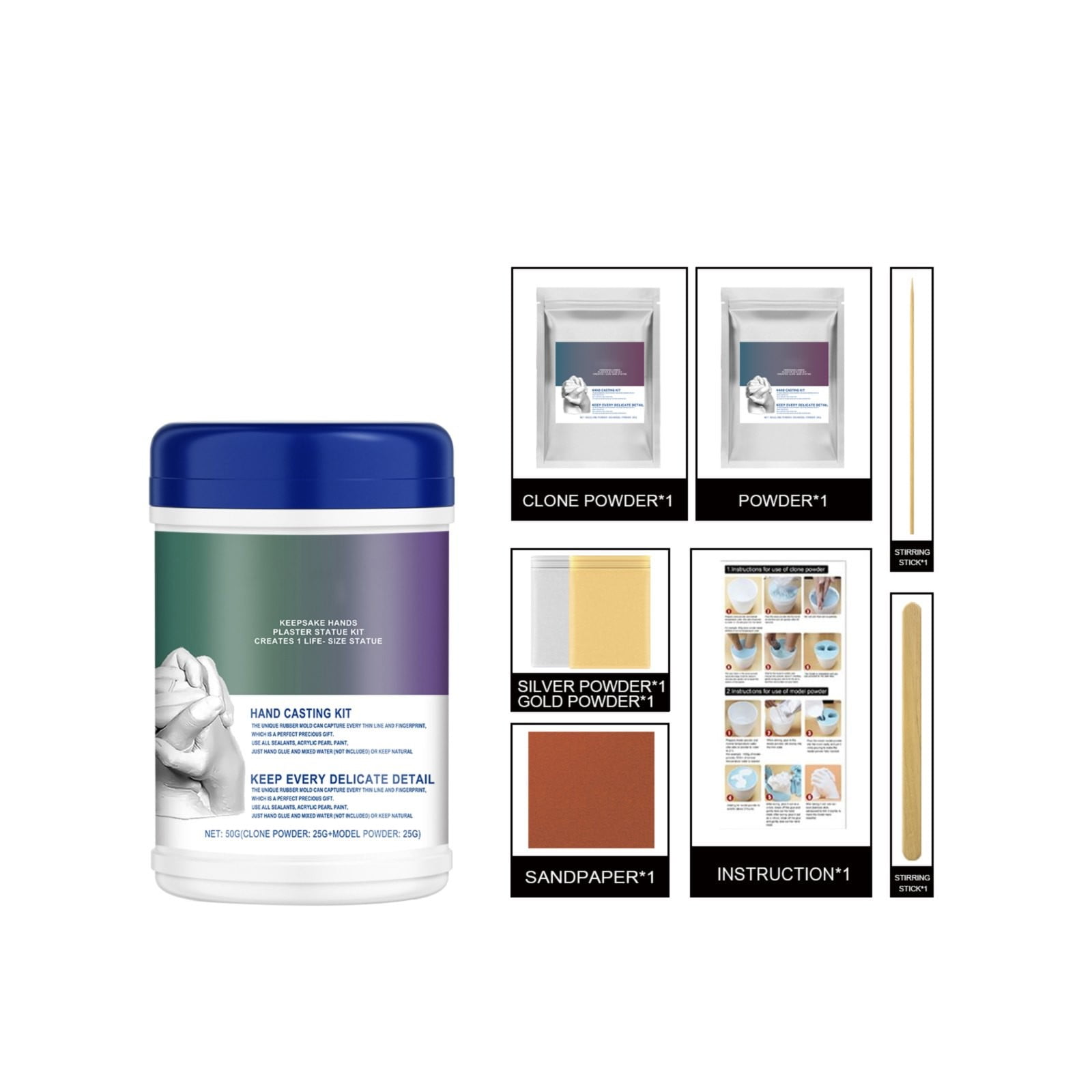 XUFLVPSEF DIY Hand Mold Kit Couples Keepsake Hands Casting Kit, Hand ...