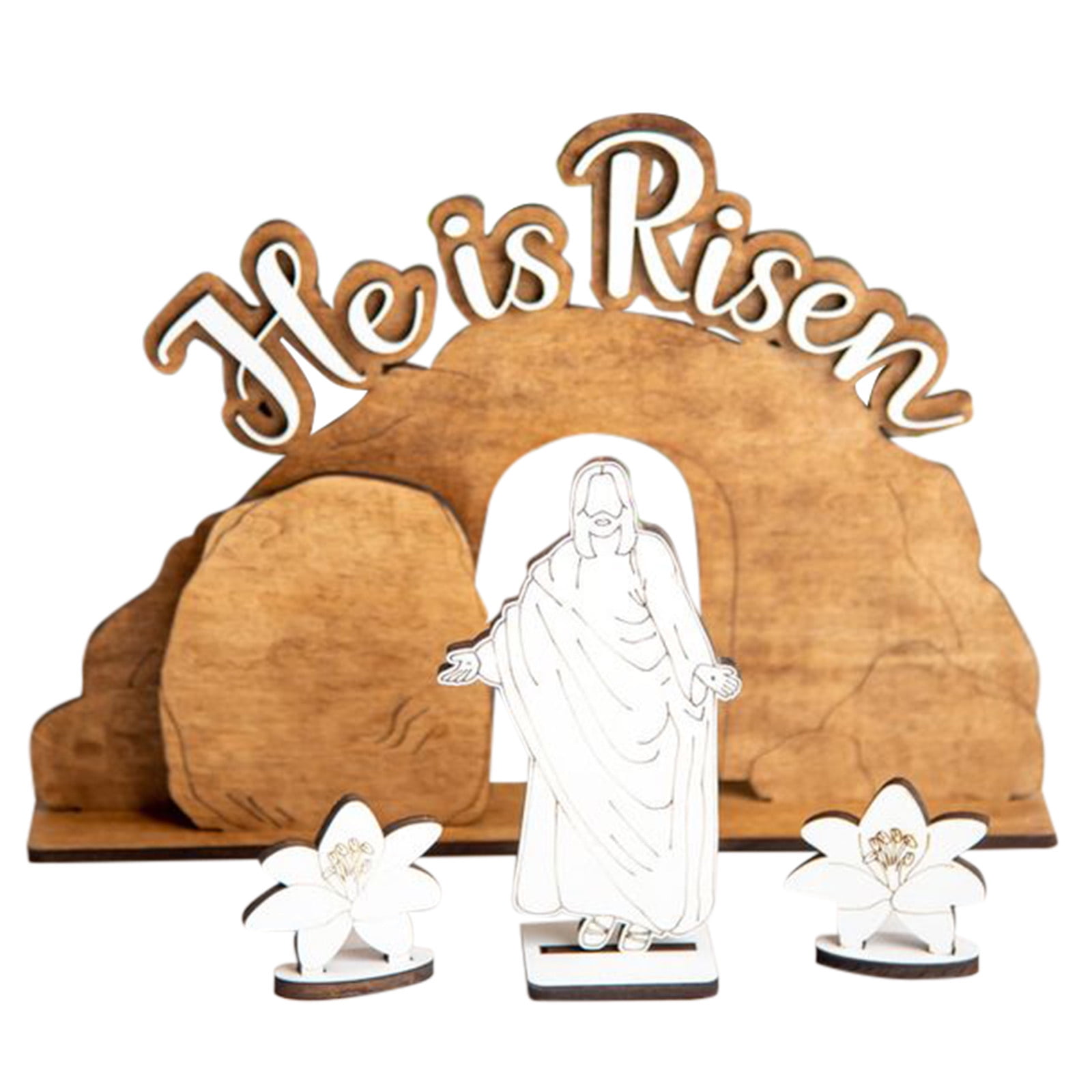 XUFLVPSEF Easter Tray Bundle Kit, Easter Resurrection Scene,Wooden ...