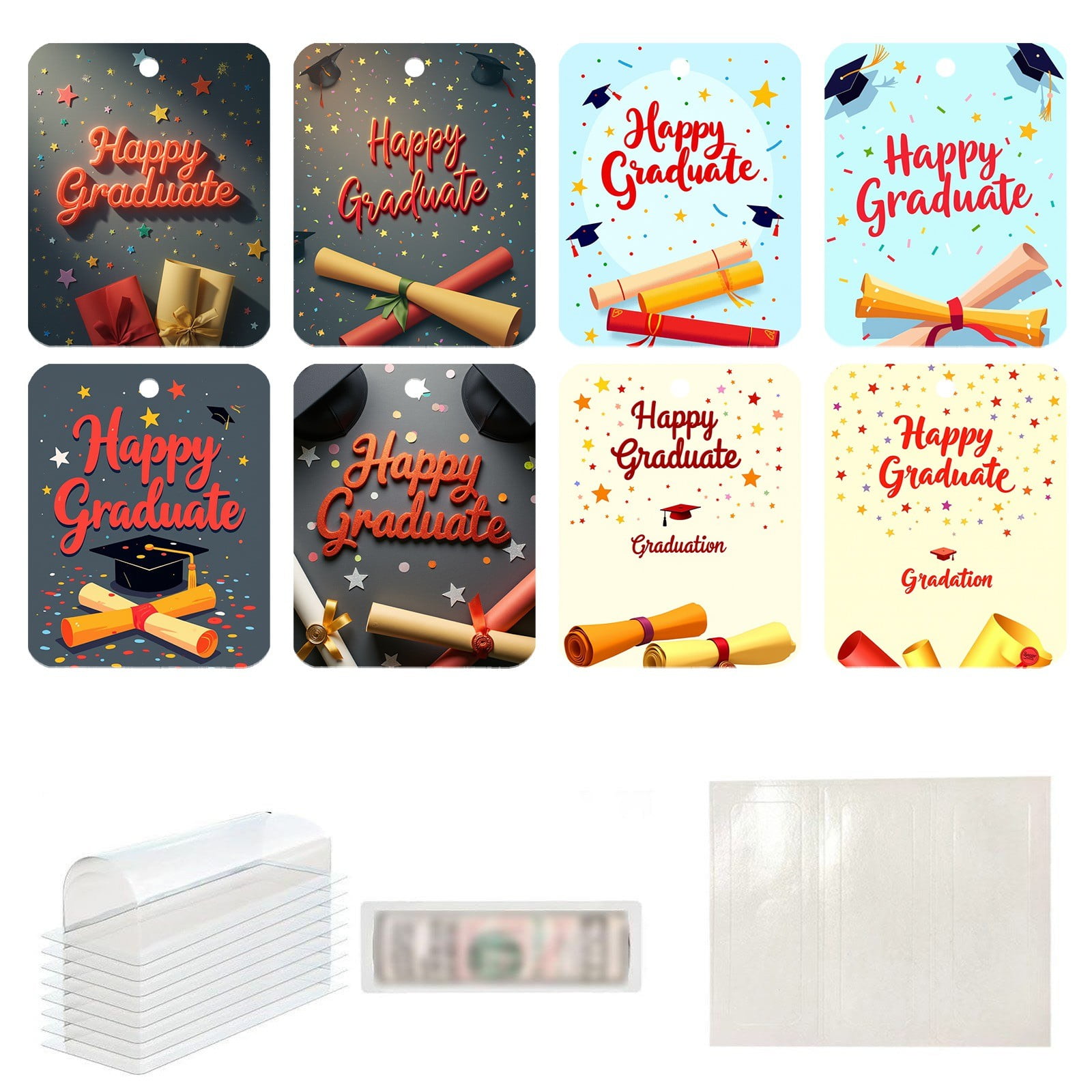 XUFLVPSEF Humorous Graduation Card Clip Set of 8 - Funny Wallet-Sized ...