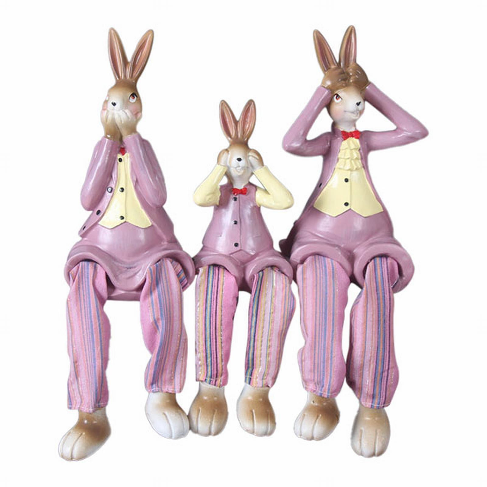 XUFLVPSEF Set of 3 Cute Sitting Rabbits with Dangling Legs, See Hear ...
