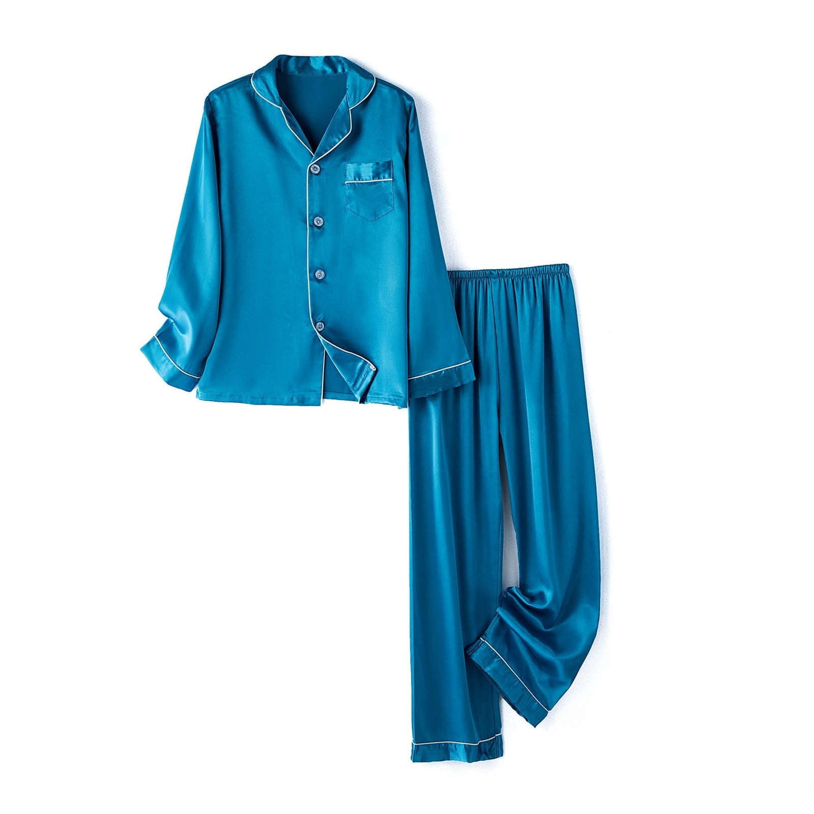 XUFLVPSEF Toddler Pajamas Kid Girls Boys Silk Satin Pajamas Set Button ...