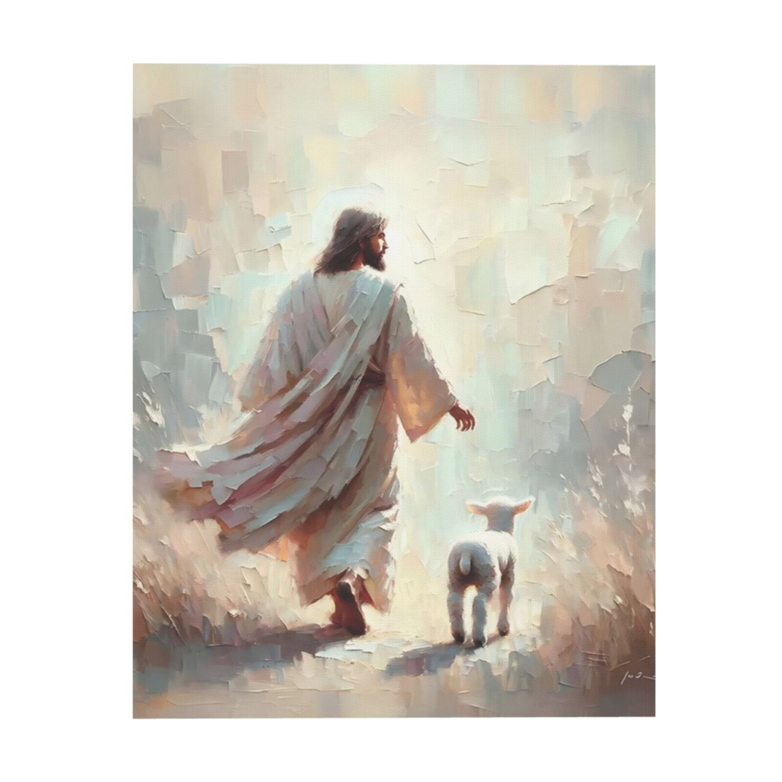 XUFX Jesus Leave 99 Sheep Canvas Wall Art Bible Stories Wall Decor The ...