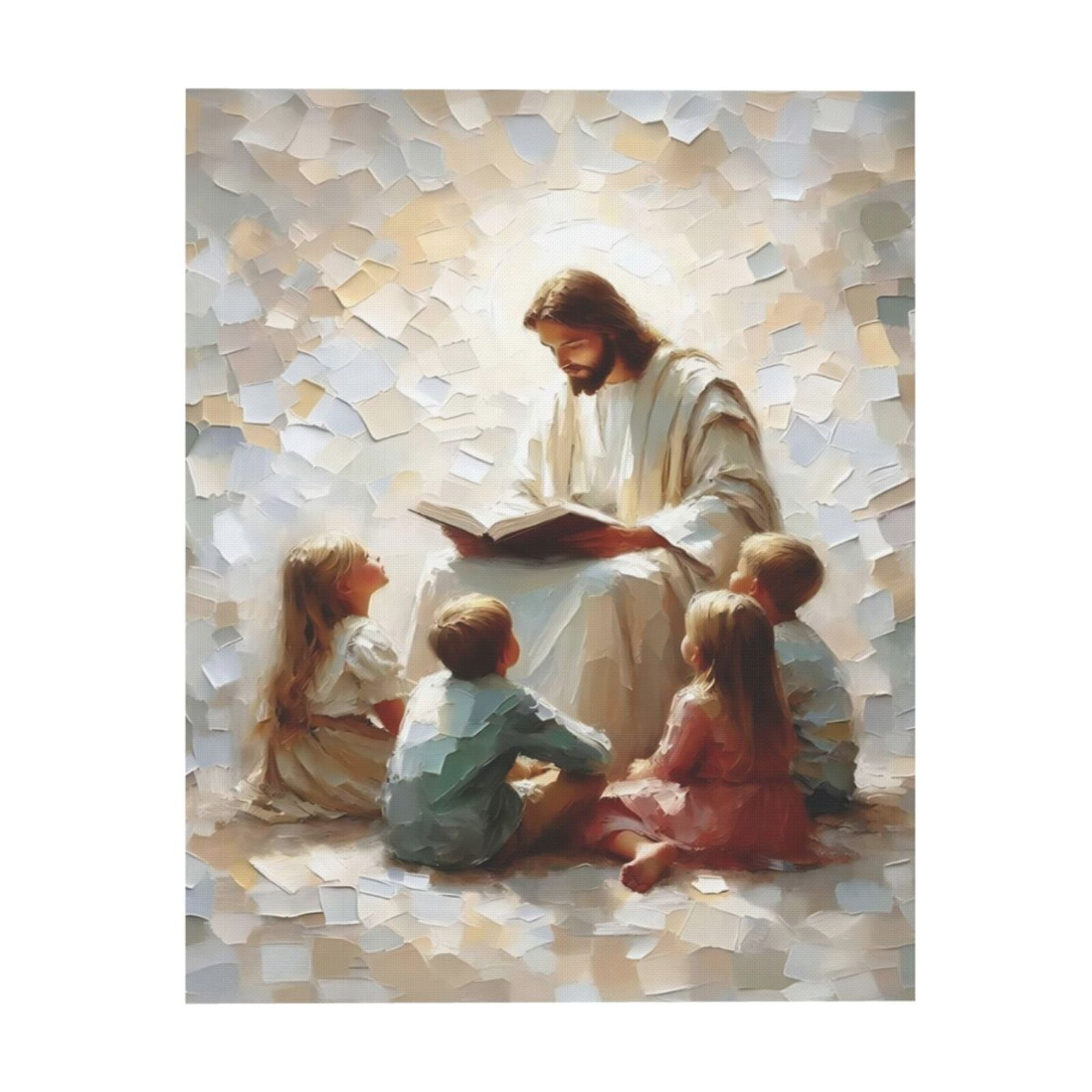 XUFX Jesus Teaching Kids Canvas Wall Art Christian Children Room Wall ...