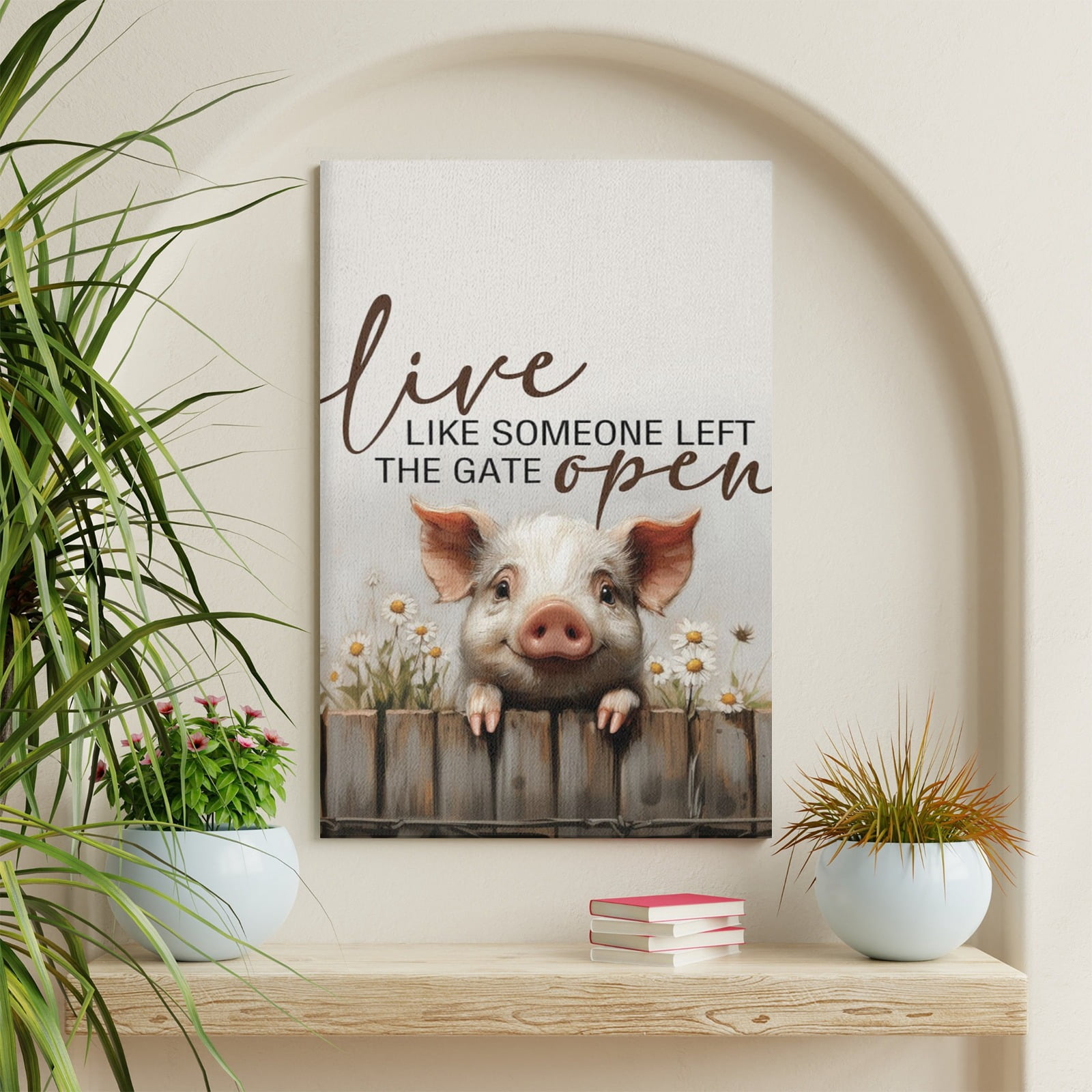 XUFX Live Like Someone Left the Gate Open Pig Wall Art,Farm Cottagecore ...