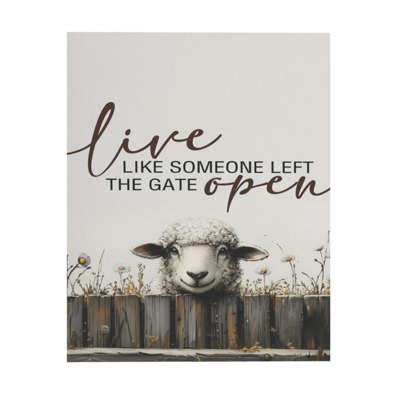 XUFX Live Like Someone Left the Gate Open Sheep Wall Art,Farm ...