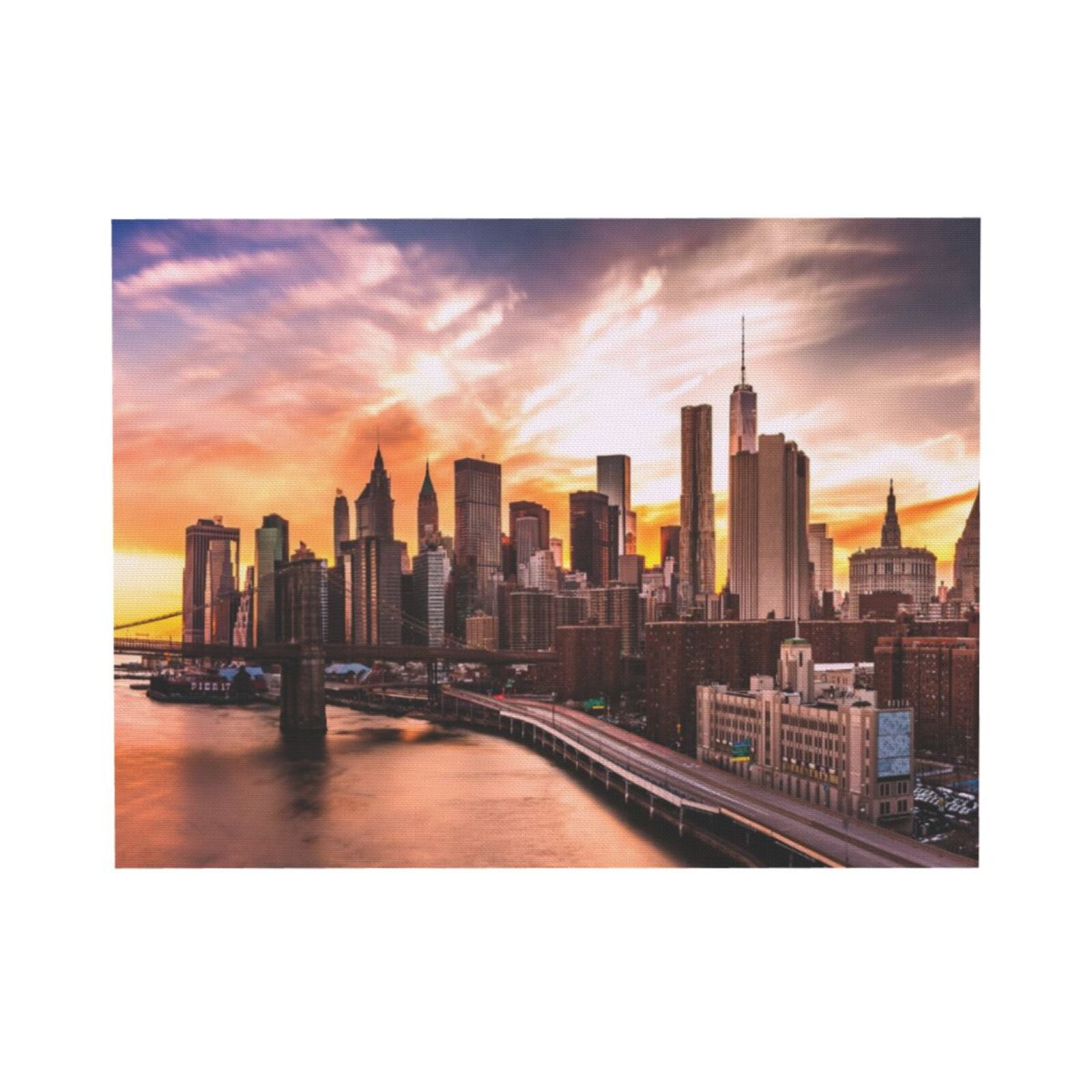 XUFX New York Wall Art USA City Wall Decor Sunset NYC Skyline ...