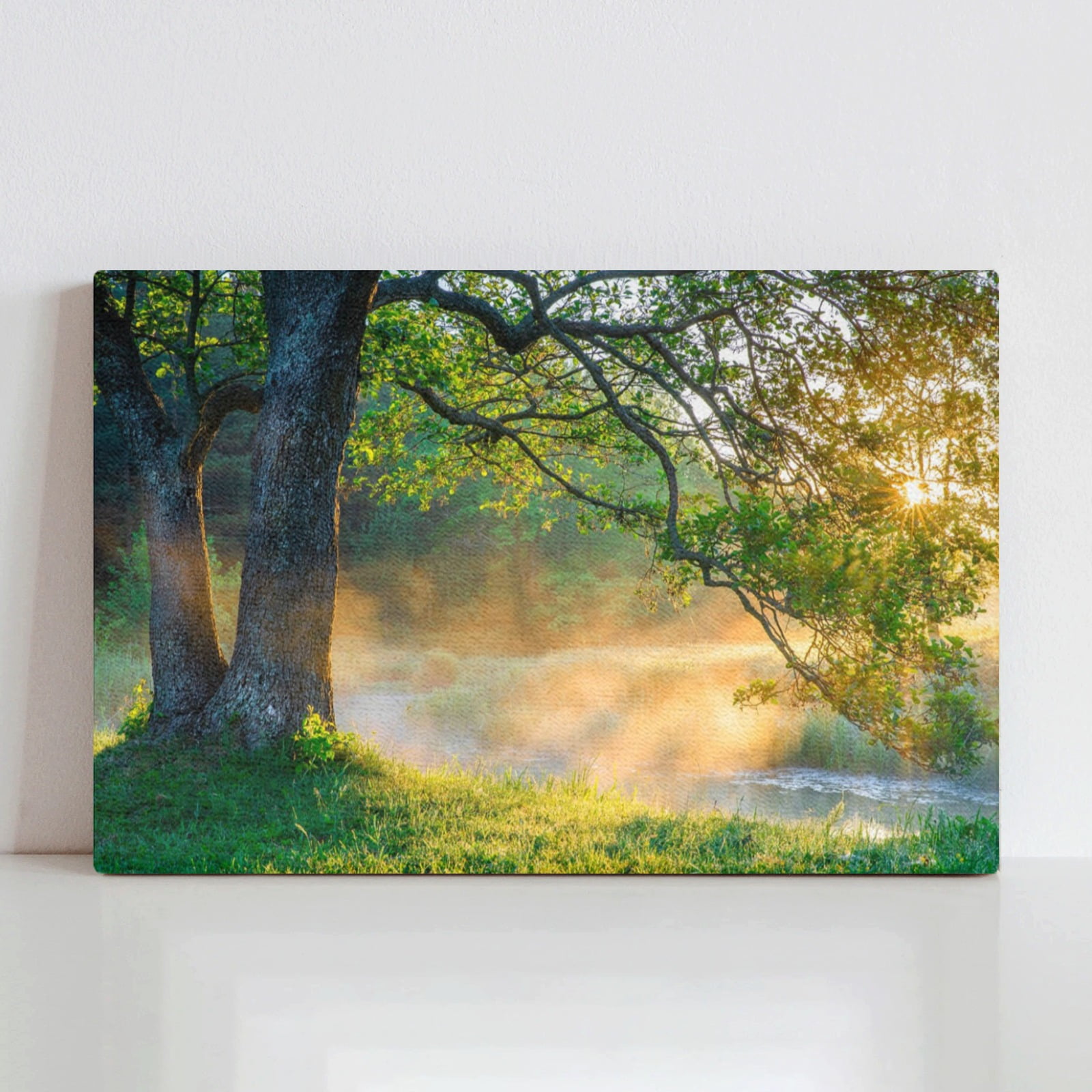 XUFX Oak Tree Wall Art Nature Landscape Green Forest Wall Decor for ...