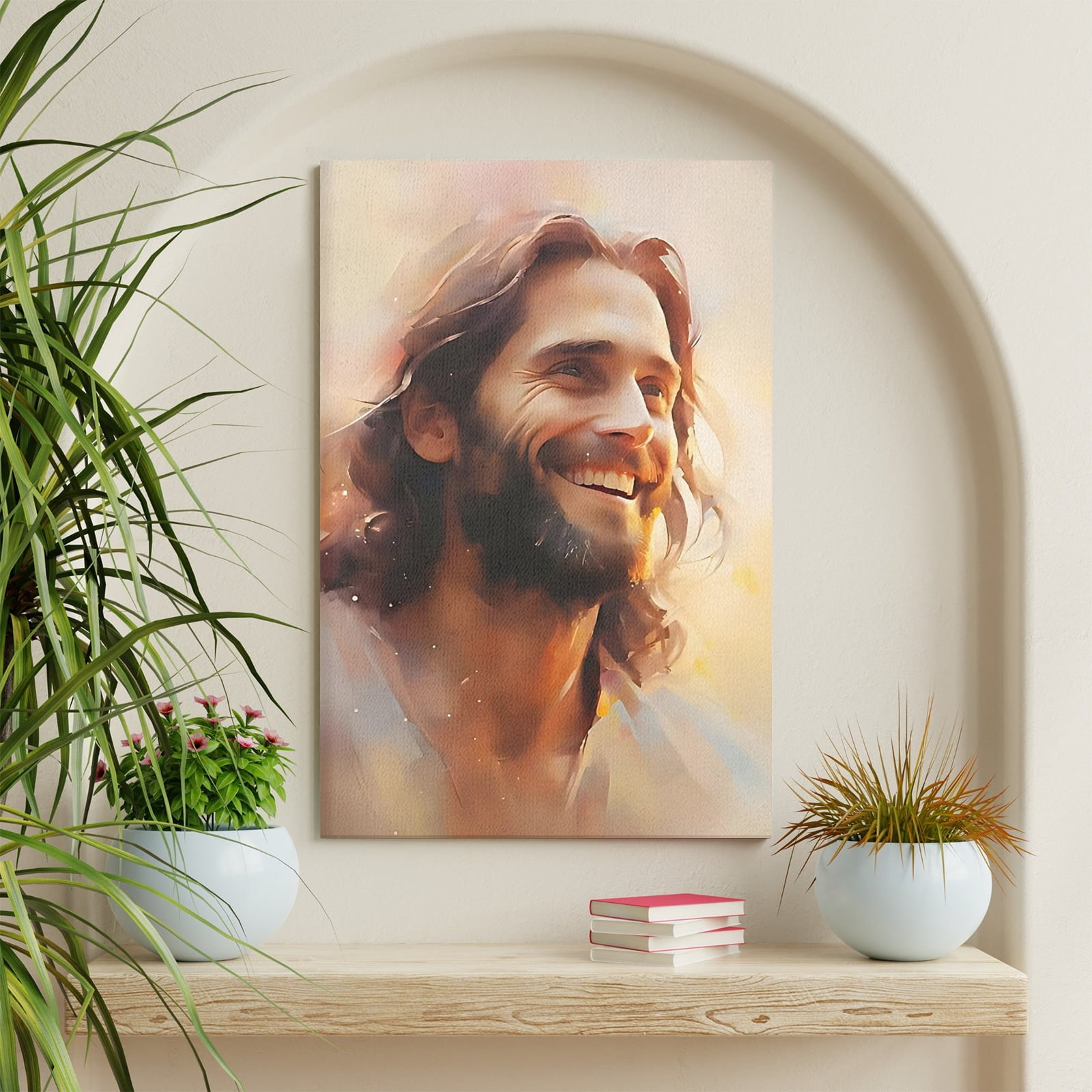 XUFX Smile Jesus Wall Art Jesus Loves Me Canvas Wall Decor Christian ...