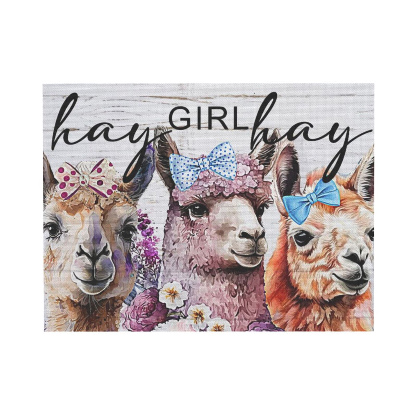 XUFX Vintage Llama Gifts Farm Animals Flowers Llama Decor Canvas Wall ...
