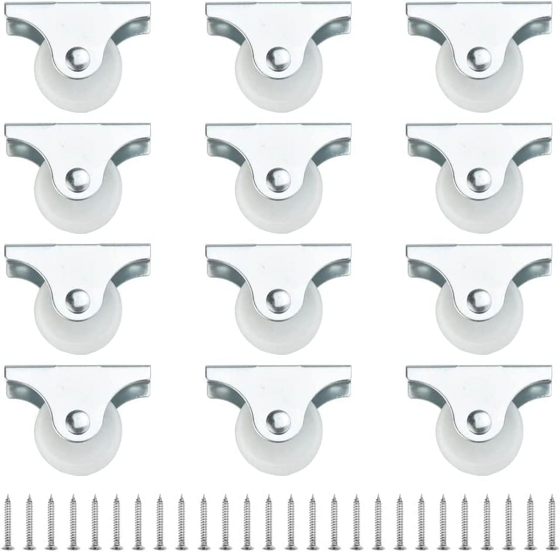 XUHOG 12 Pack Small Fixed Casters, 25mm Rubber Furniture Wheels ...