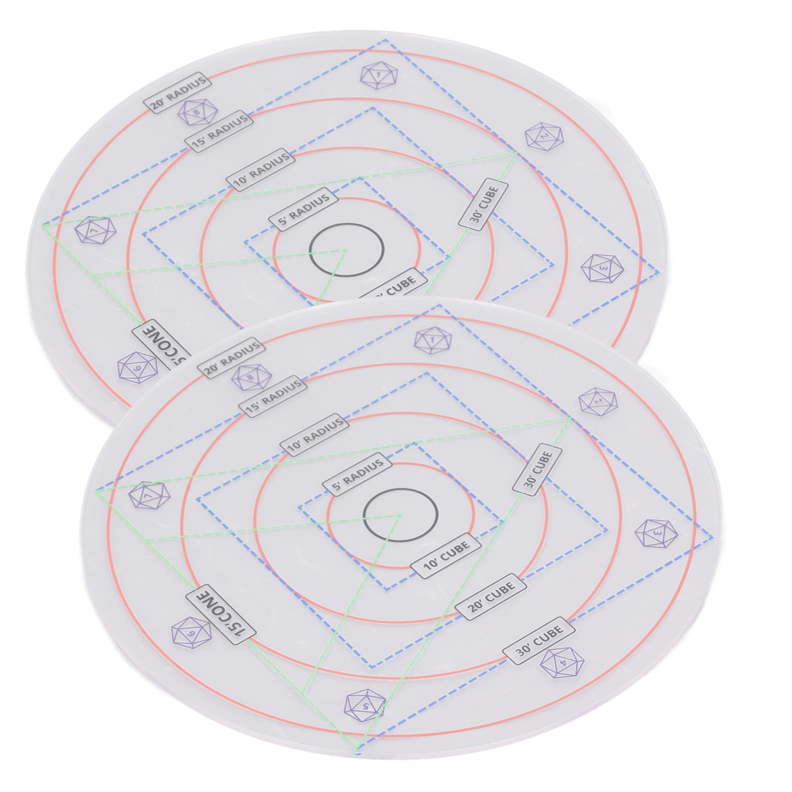 XUHOG 2pcs AOE Damage Template Visualize Round Shaped Measure 20ft 15ft ...
