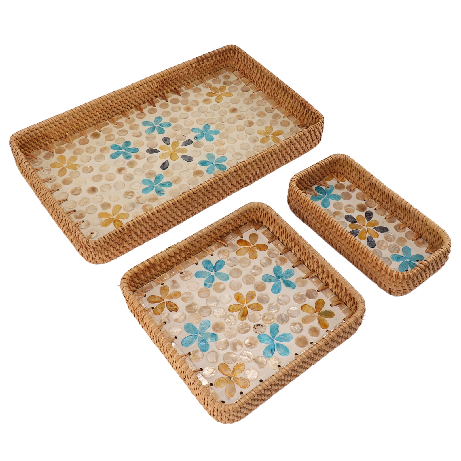 XUHOG 3 Pcs Rattan Fruit Tray Rectangular Fruit Tray Multi Purpose ...
