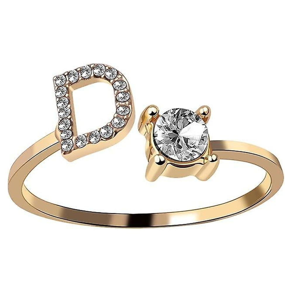 XUHOG A-z Letter Gold Color Metal Adjustable Opening Ring, Initials ...