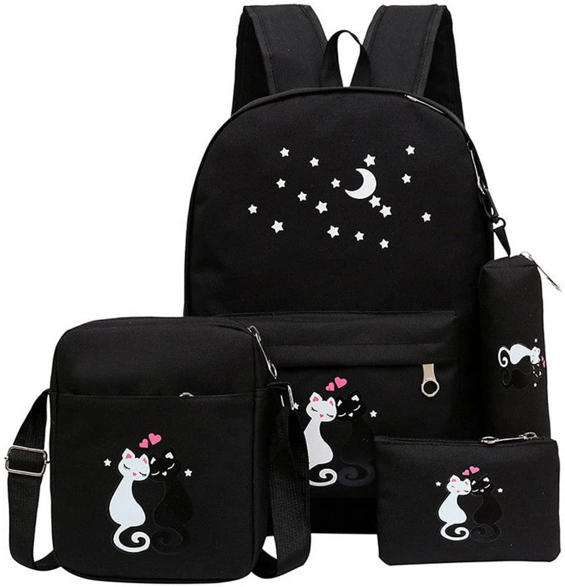 XUHOG Cute Cartoon Cat Prints 4Pcs Backpack Sets Pretty Elementary ...
