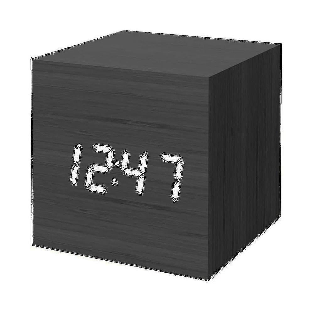 XUHOG Digital Alarm Clock, Wood Led Light Mini Modern Cube Desk Alarm ...
