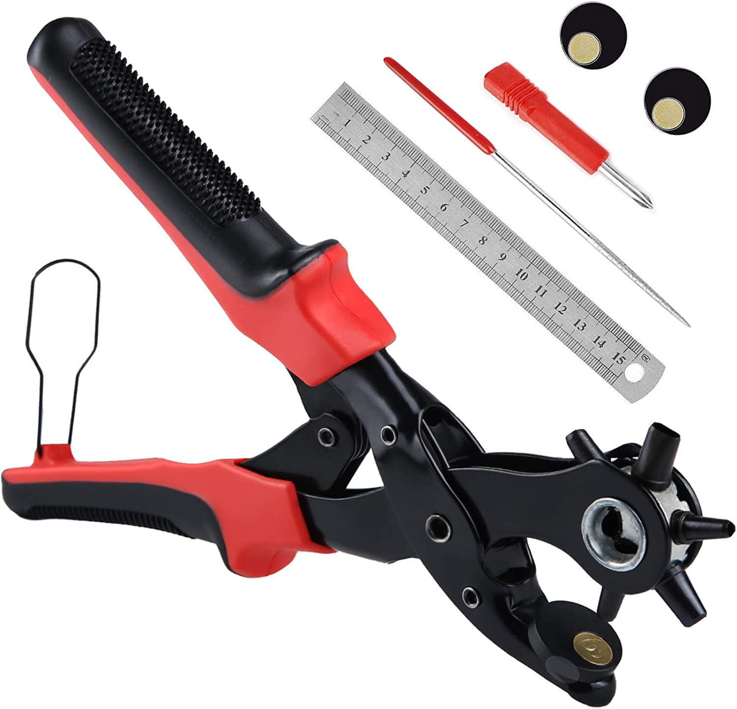 XUHOG Leather Hole Punch, Leather Hole Punch with Grinding Handle and 6 ...