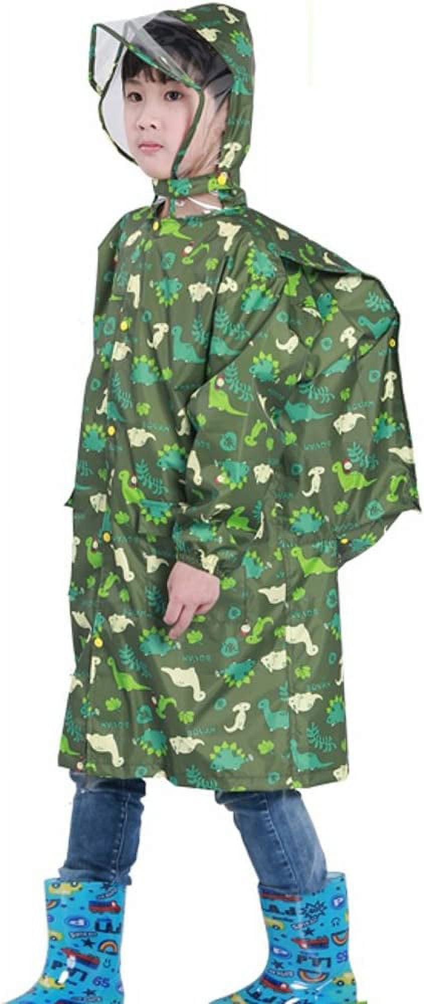 XUHOG Raincoat Children's Raincoat Boys and Girls Student Raincoat Baby Poncho Green Dinosaur ...