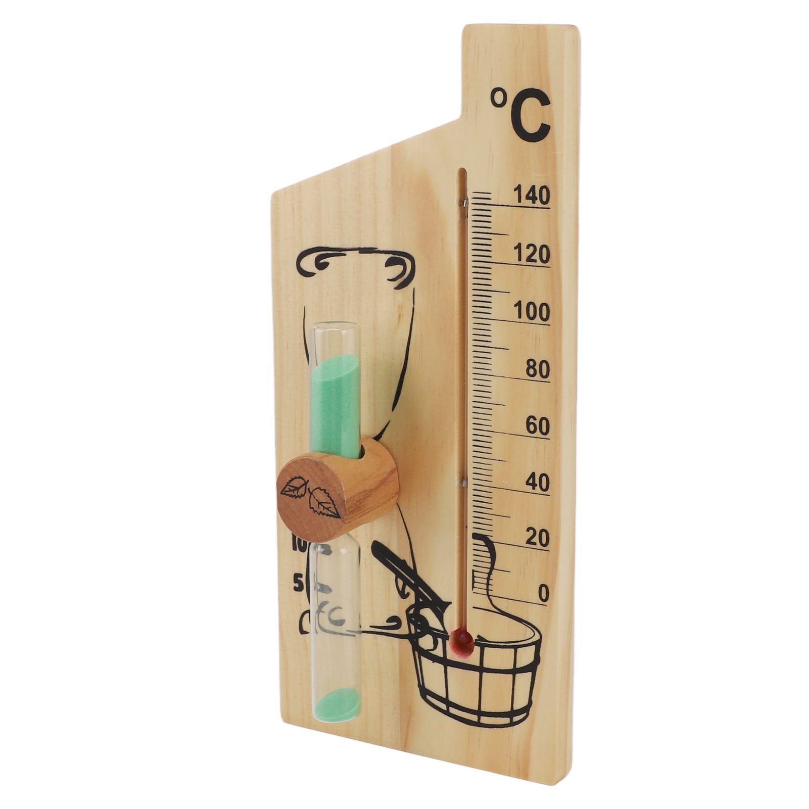 XUHOG Sauna Thermometer Hourglass 15 Minute Sand Timer Golden Wood 0 to ...