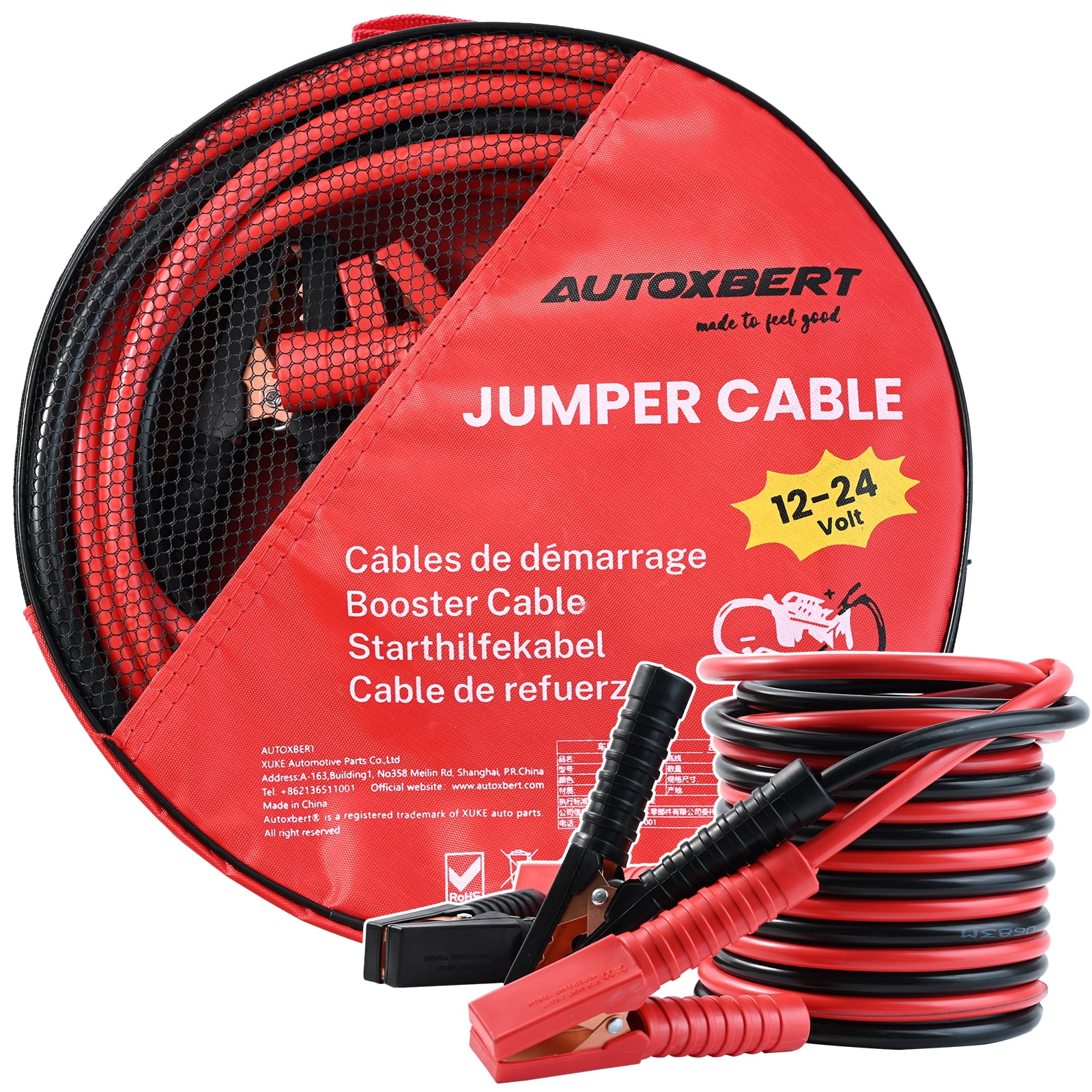 XUKEY 13FT 1000 AMP Heavy Duty Flying Wires Car Van Jumper Cables ...