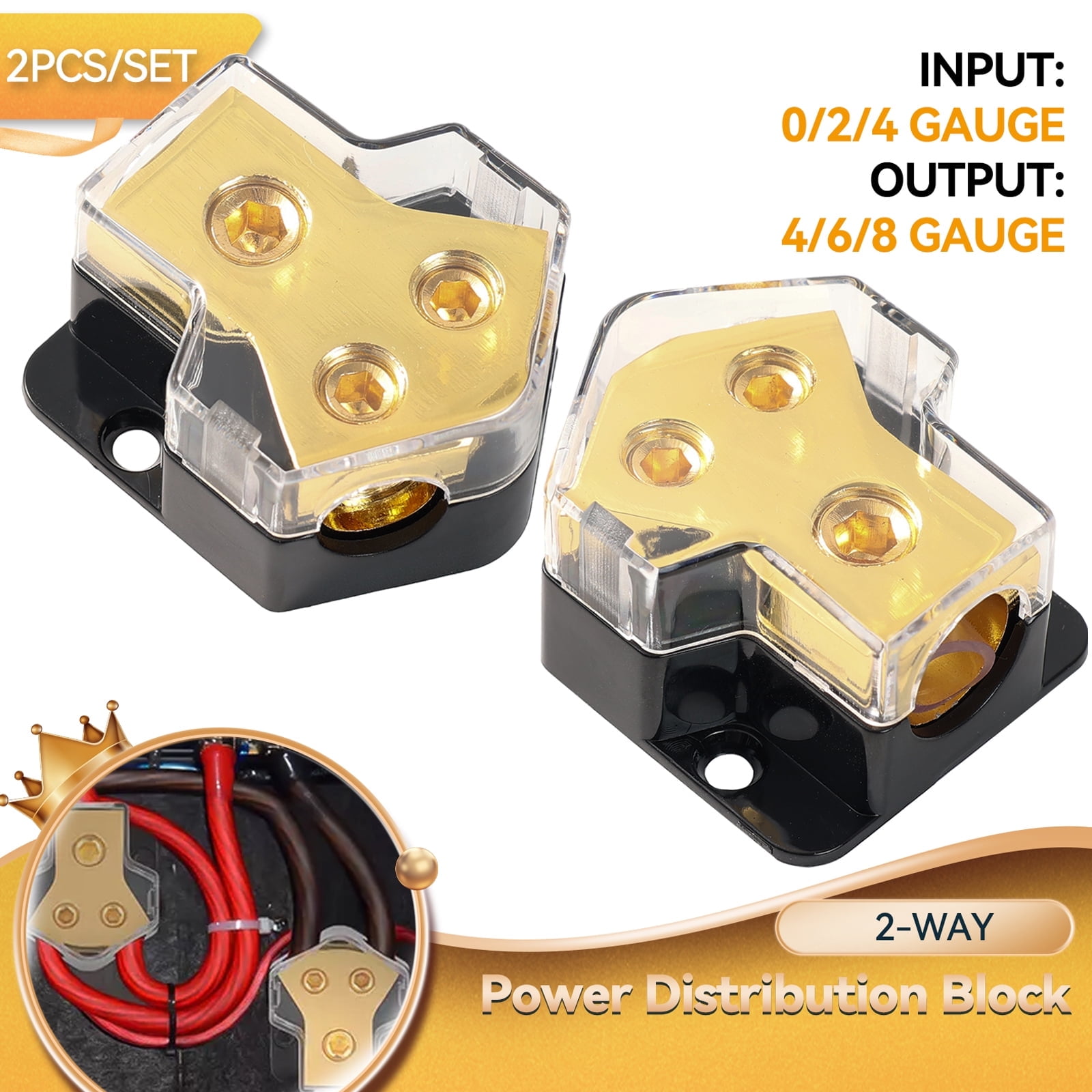 XUKEY 2PCS Input 4/6/8 Gauge 0/2/4 Gauge Output Power Ground Amp ...