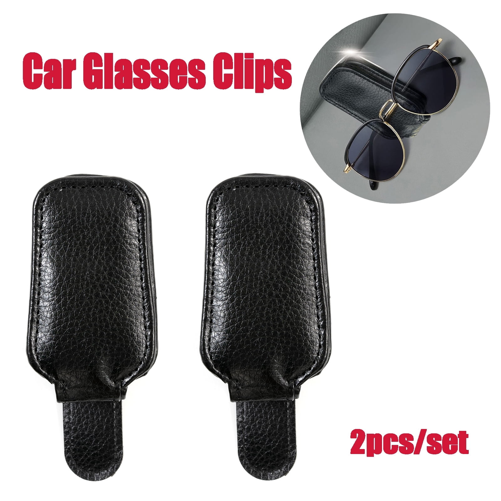 XUKEY 2PCS Sunglasses Holder for Car Visor Eyeglass Hanger Clip Leather ...