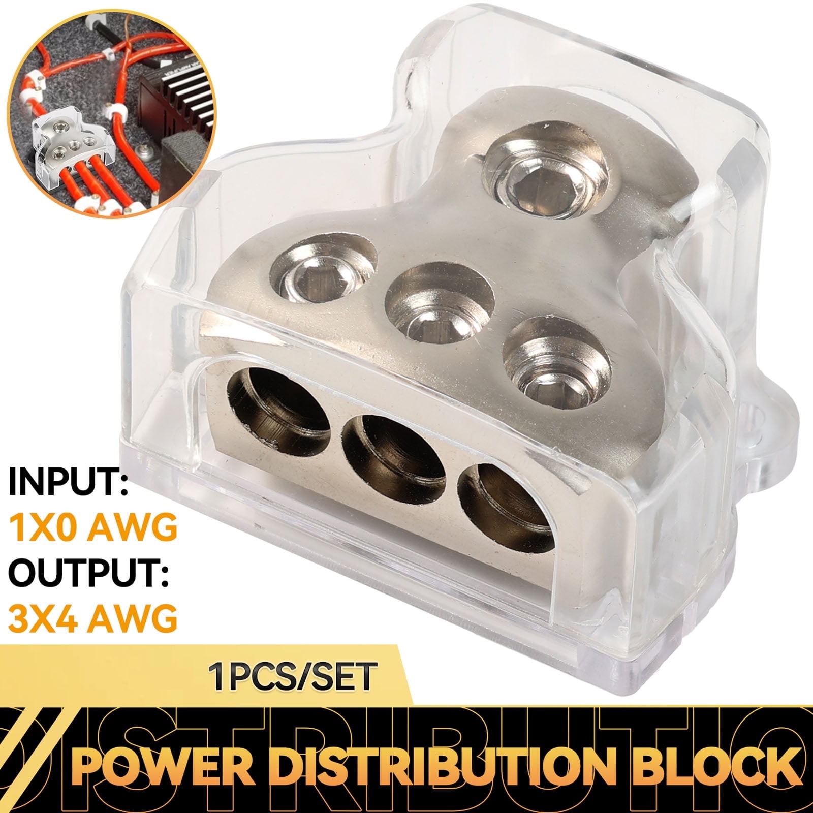 XUKEY 3-Way Distribution Block 0 Gauge in Car Audio Amp Power Ground ...