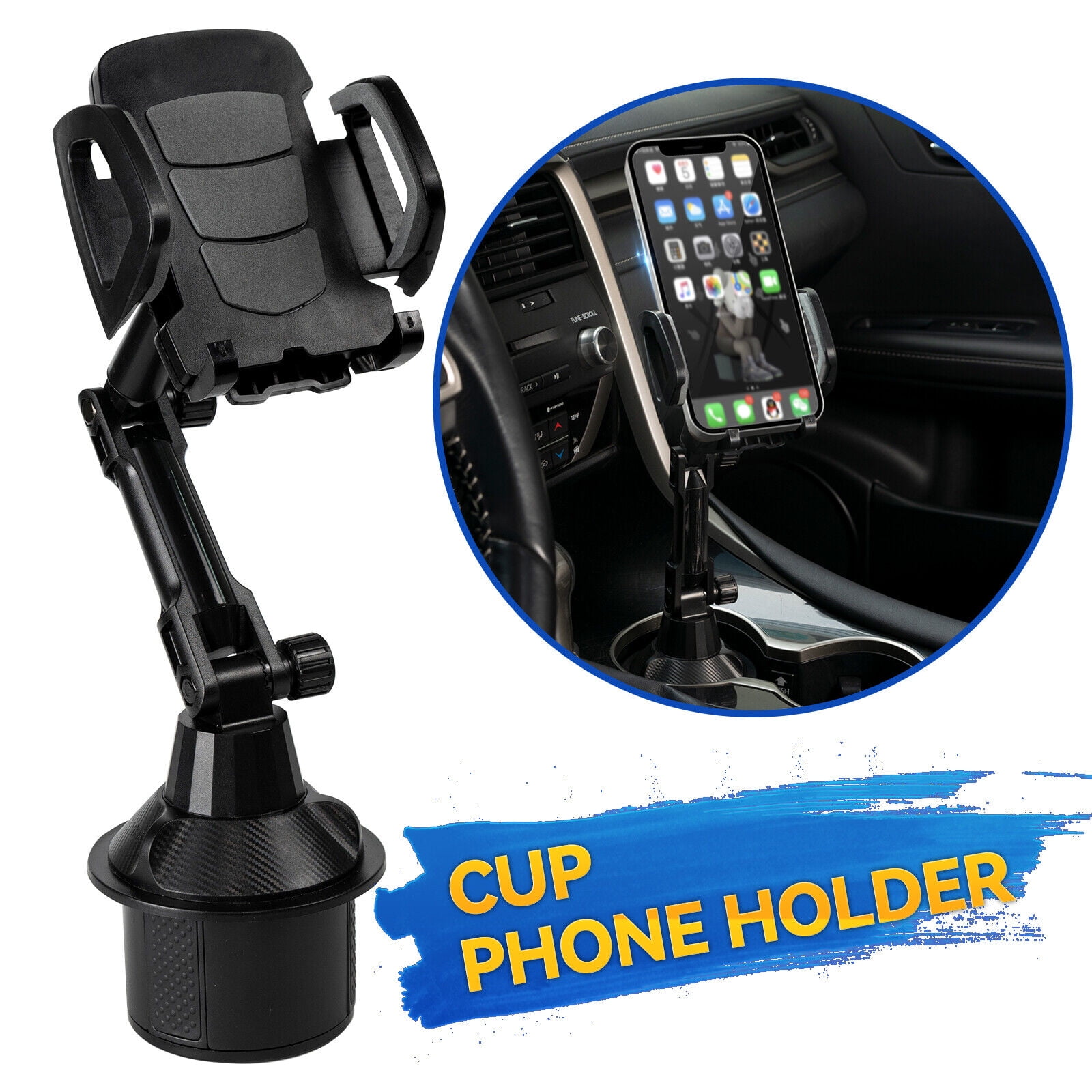 XUKEY 360° Universal Car Cup Holder Mount Adjustable Long Arm Phone ...