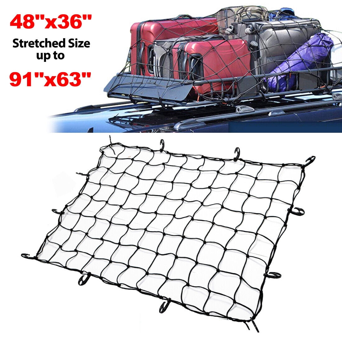 XUKEY 48''x 36''Heavy Duty Large Cargo Net Latex Mesh for Truck Bed ...