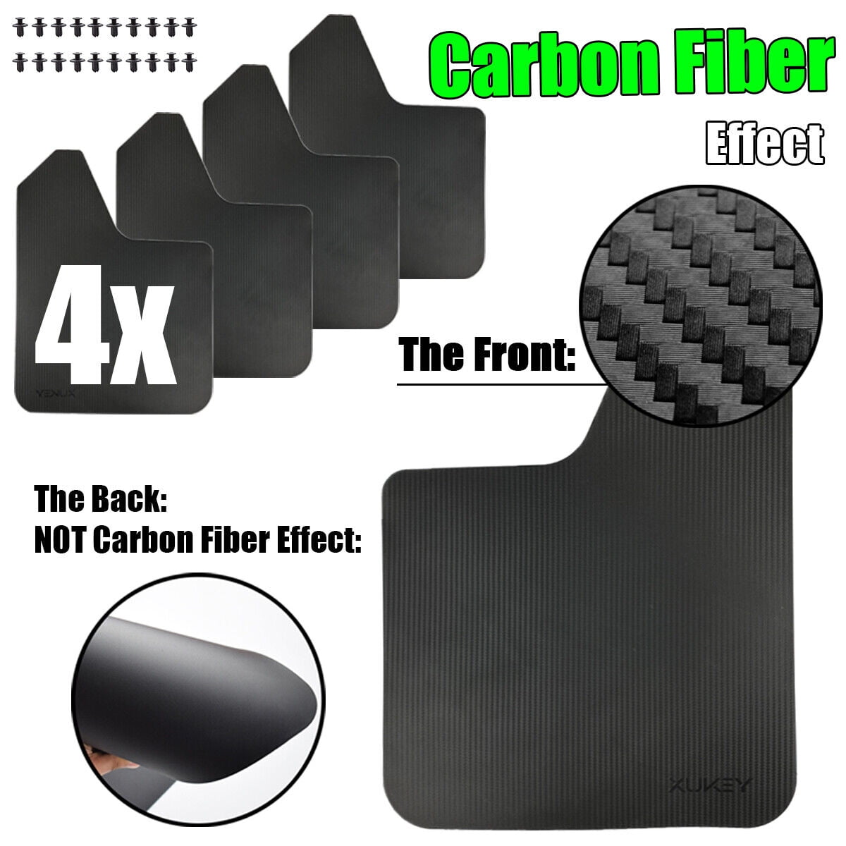 XUKEY Universal Carbon Fiber Mud Flaps for Car Truck SUV, Front/Rear ...