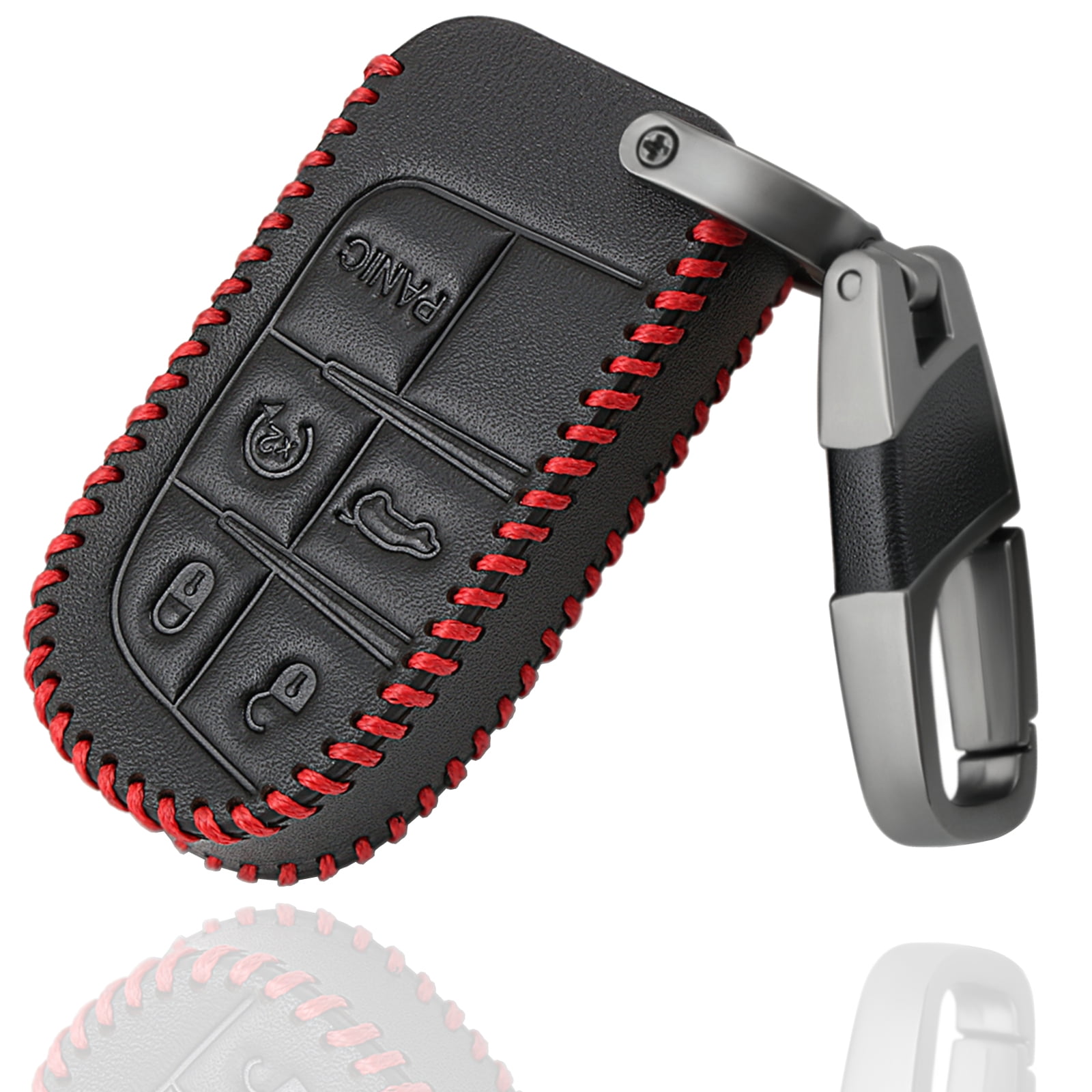 XUKEY 5 Buttons Leather Car Key Fob Case Cover for Jeep Grand Cherokee ...