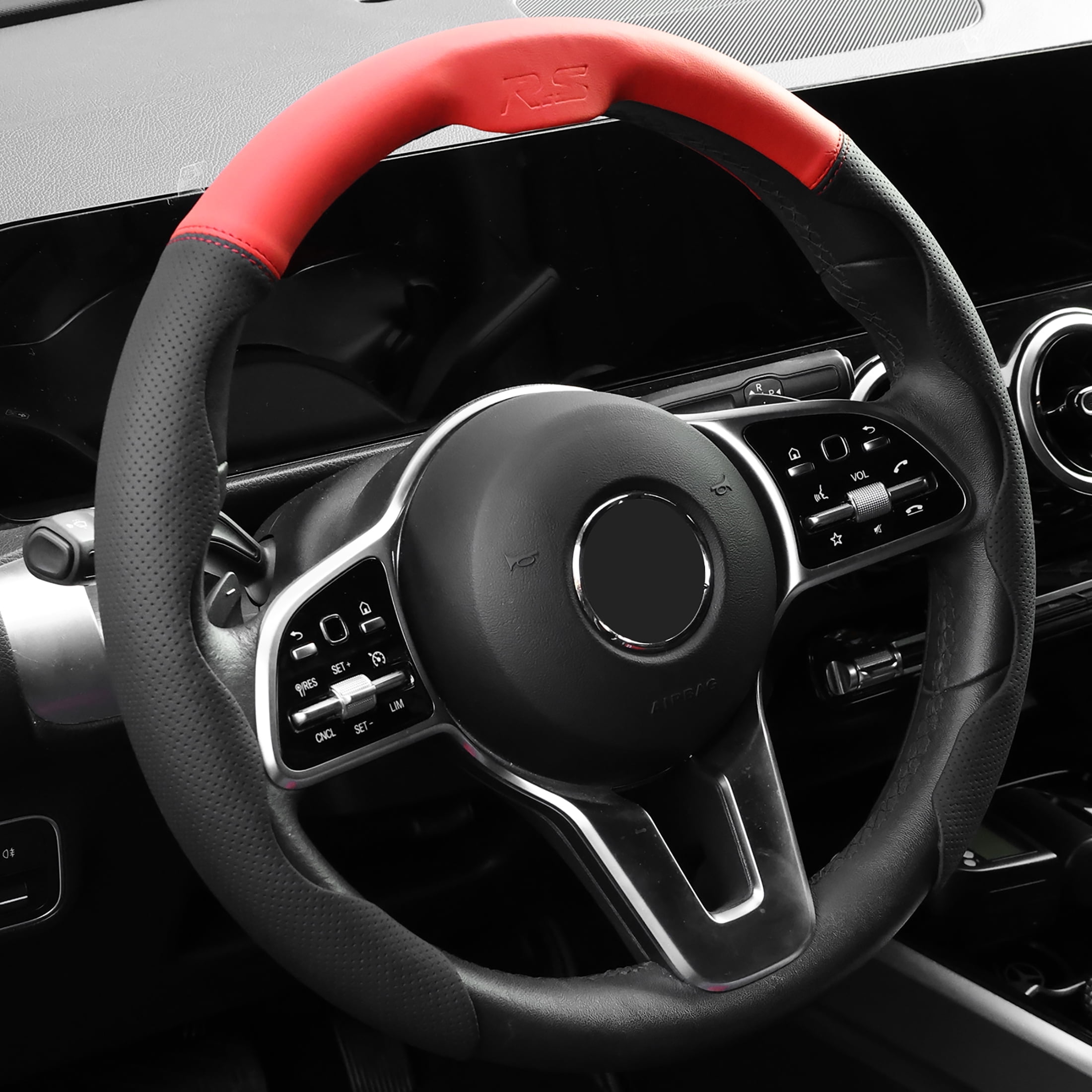 XUKEY Car Steering Wheel Cover Ultra-Thin Leather Anti-Slip Universal Fit 37-39cm 14.5" to 15.5 ...